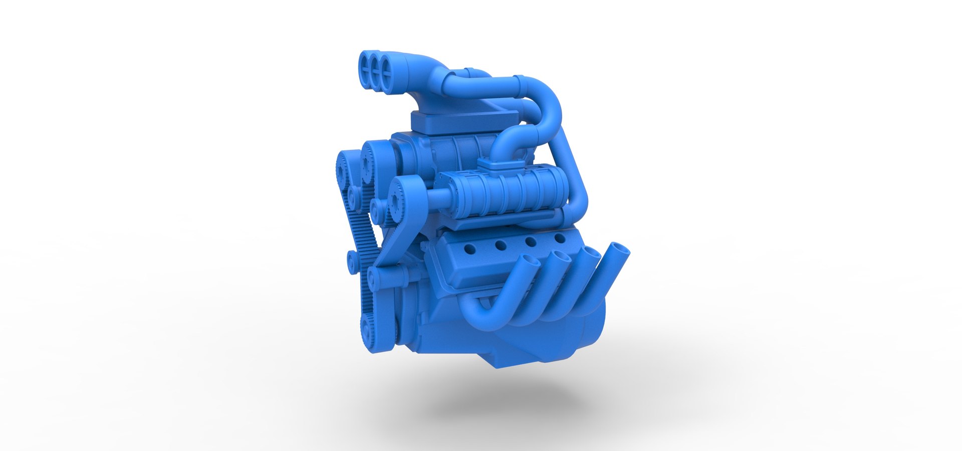 3D model Diecast engine V8 with triple supercharger Scale 1 to 25 ...