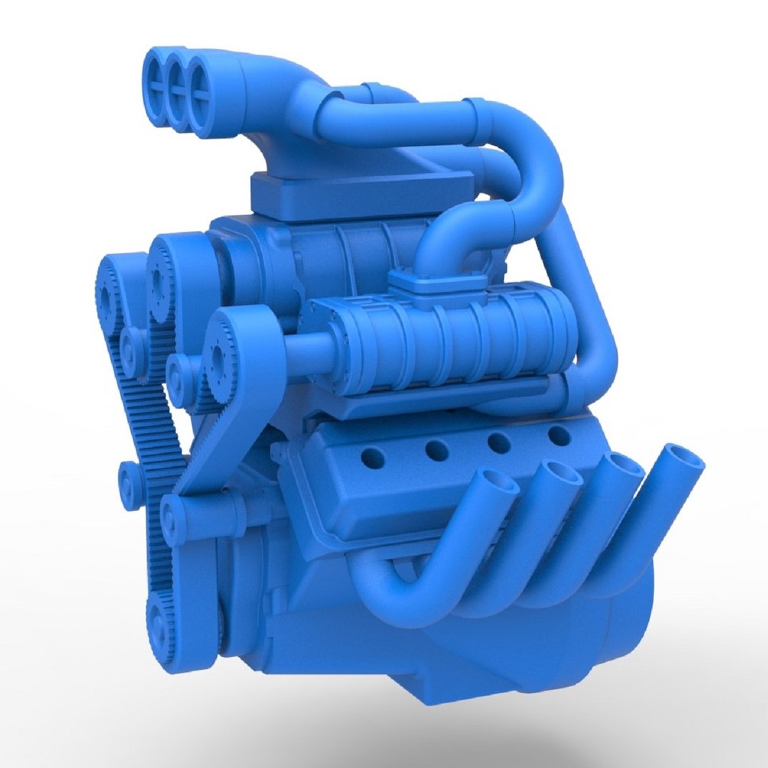3D model Diecast engine V8 with triple supercharger Scale 1 to 25 ...