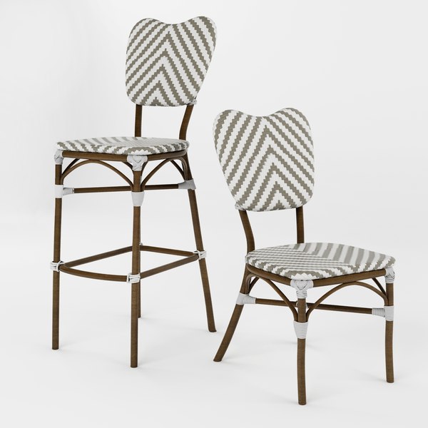 3D Sandy Rattan Chair and Stool - TurboSquid 2066233