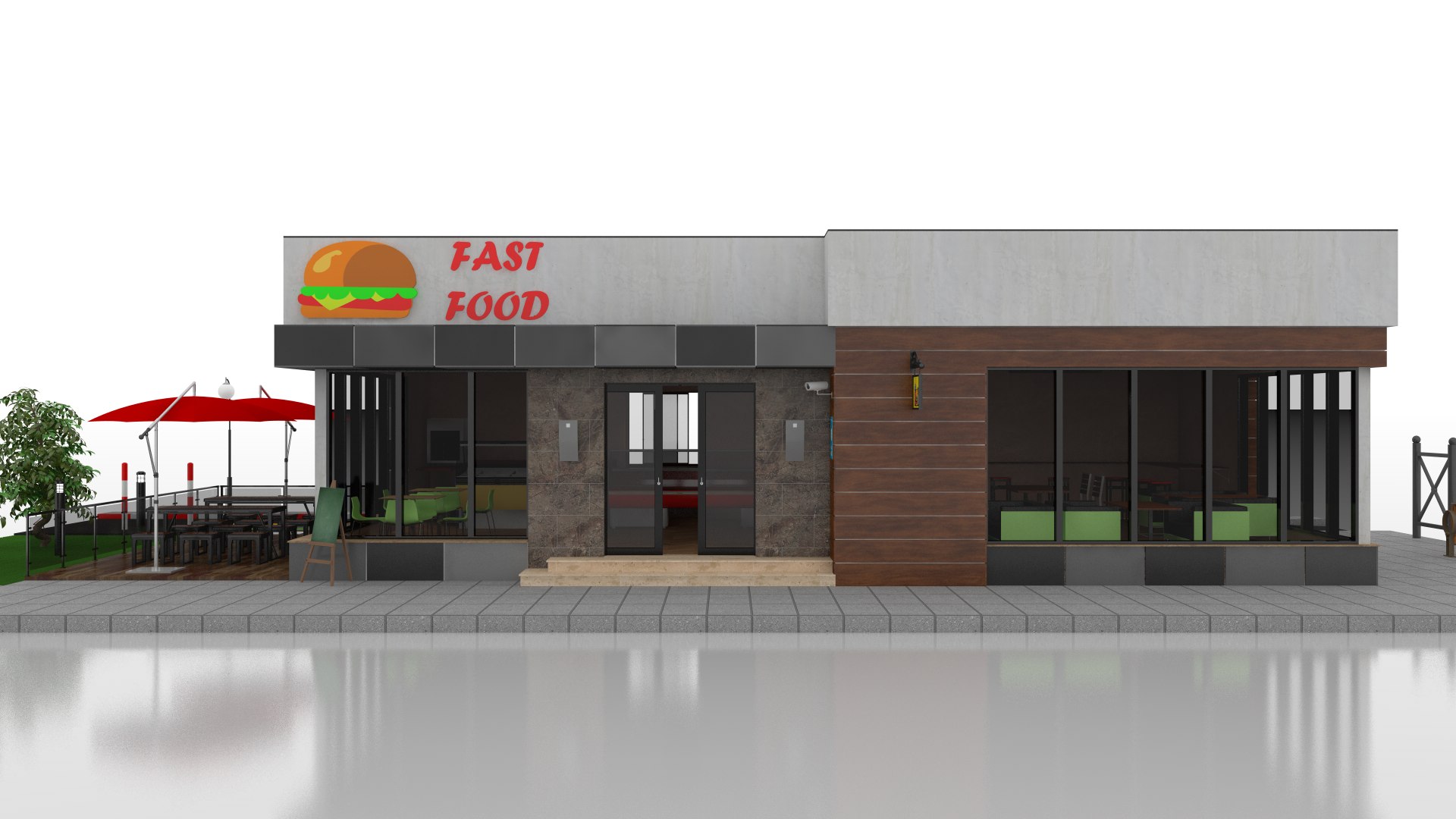 Drive Thru Fast Food Restaurant 3D Model - TurboSquid 1774861