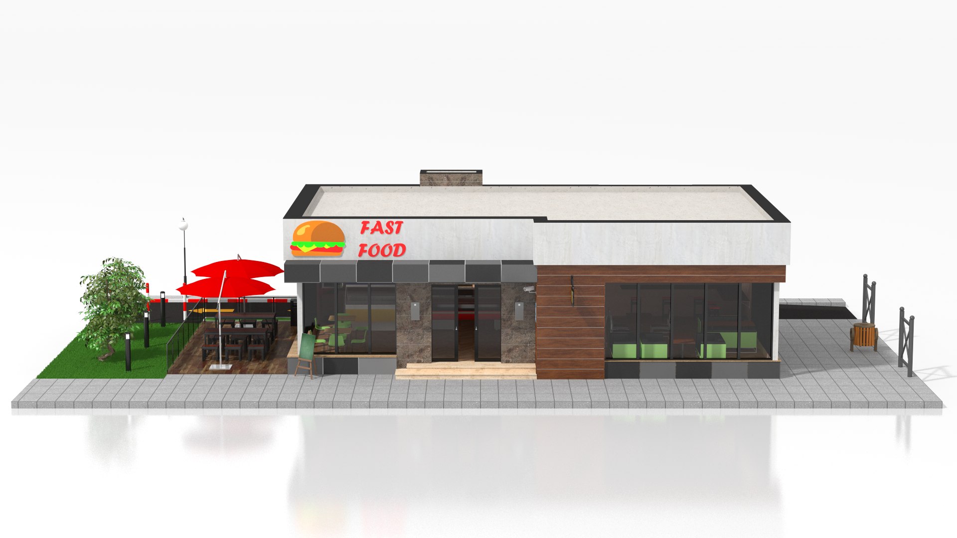 Drive Thru Fast Food Restaurant 3D Model - TurboSquid 1774861