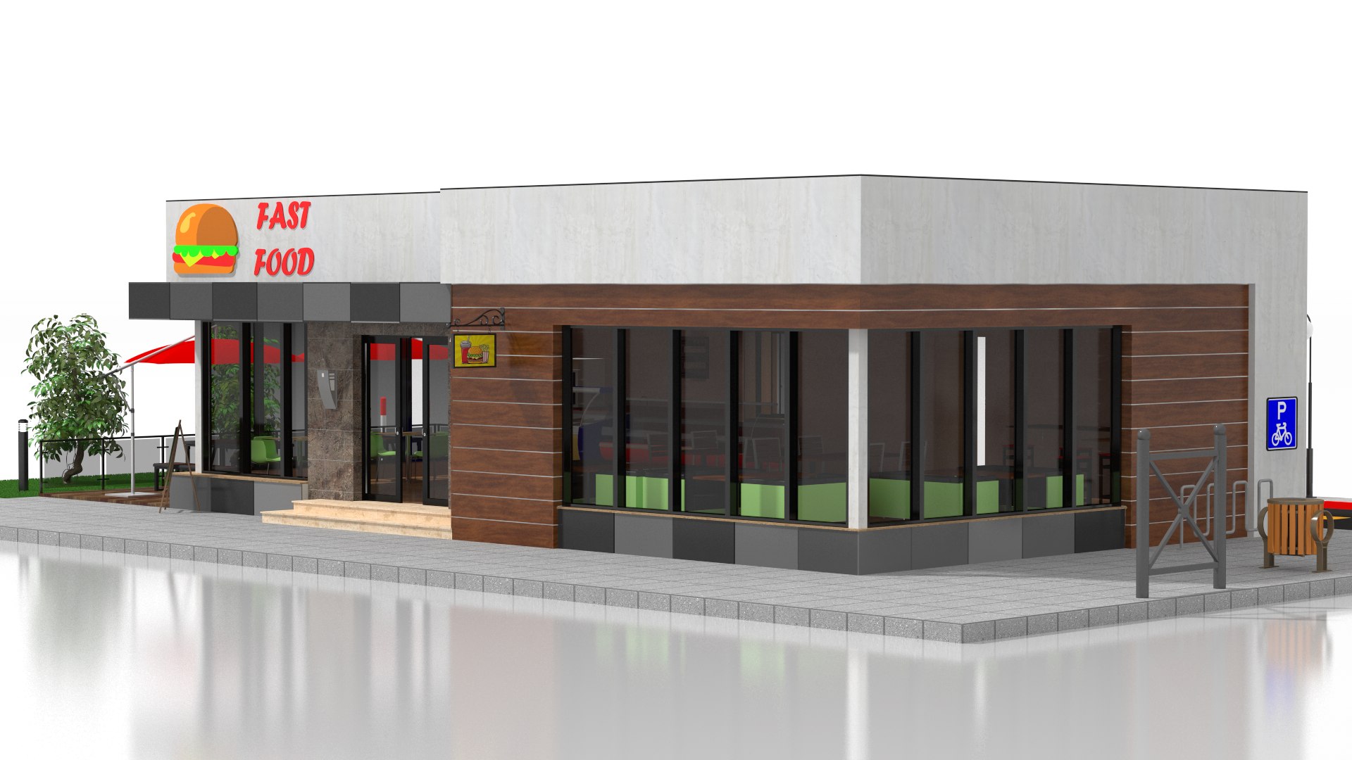 Drive Thru Fast Food Restaurant 3D Model - TurboSquid 1774861