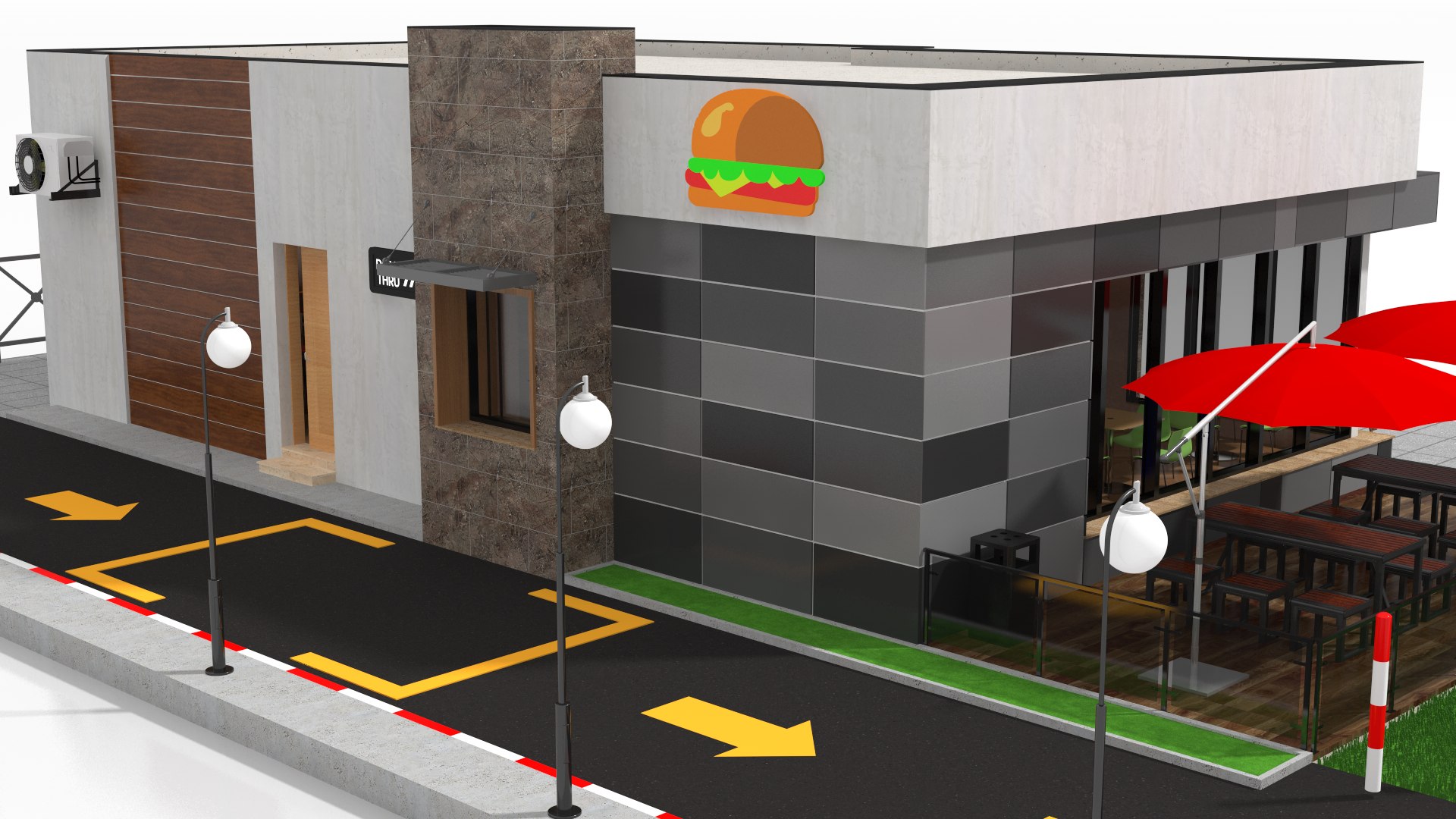 Drive Thru Fast Food Restaurant 3D Model - TurboSquid 1774861