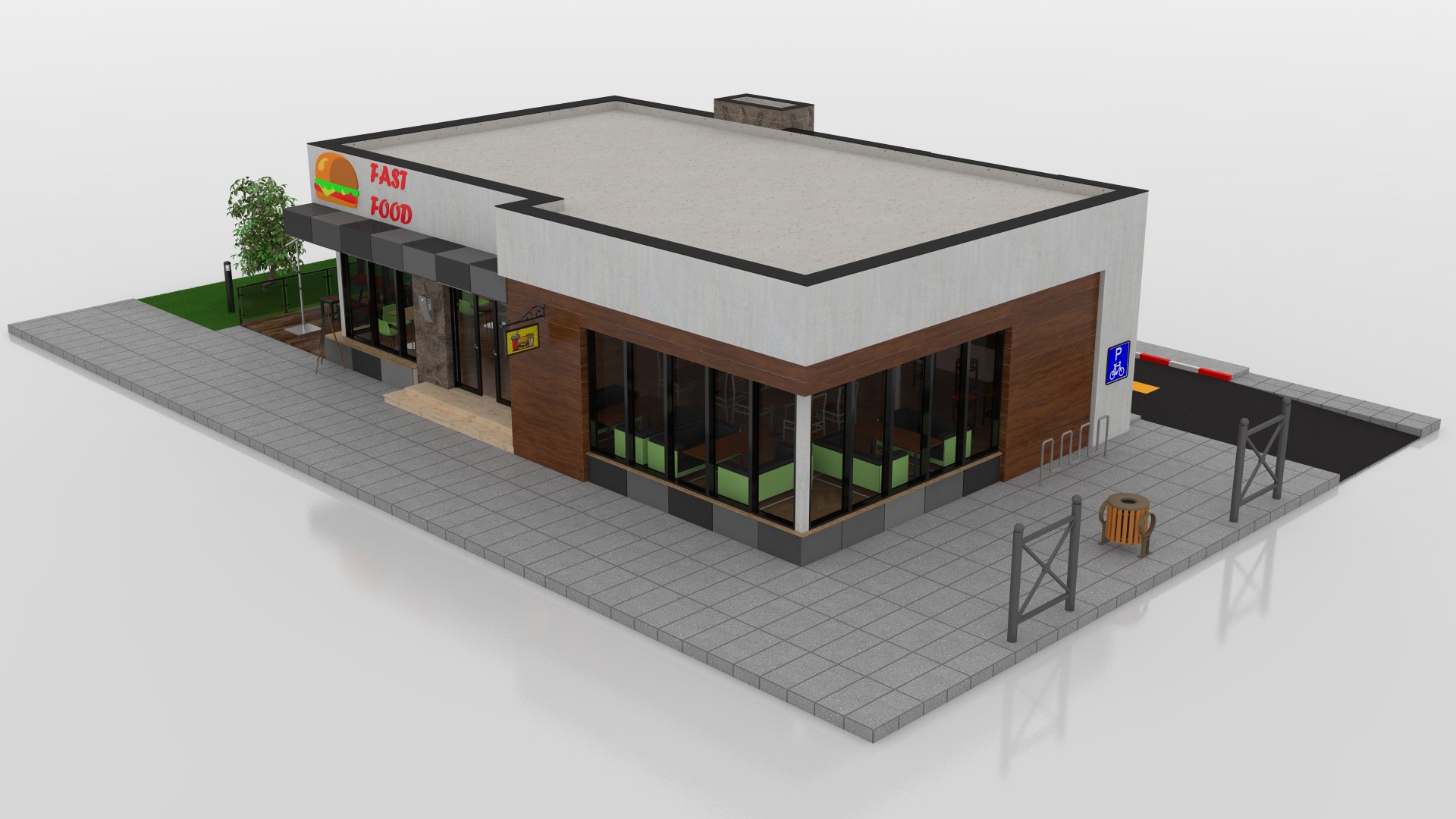 Drive Thru Fast Food Restaurant 3D Model - TurboSquid 1774861