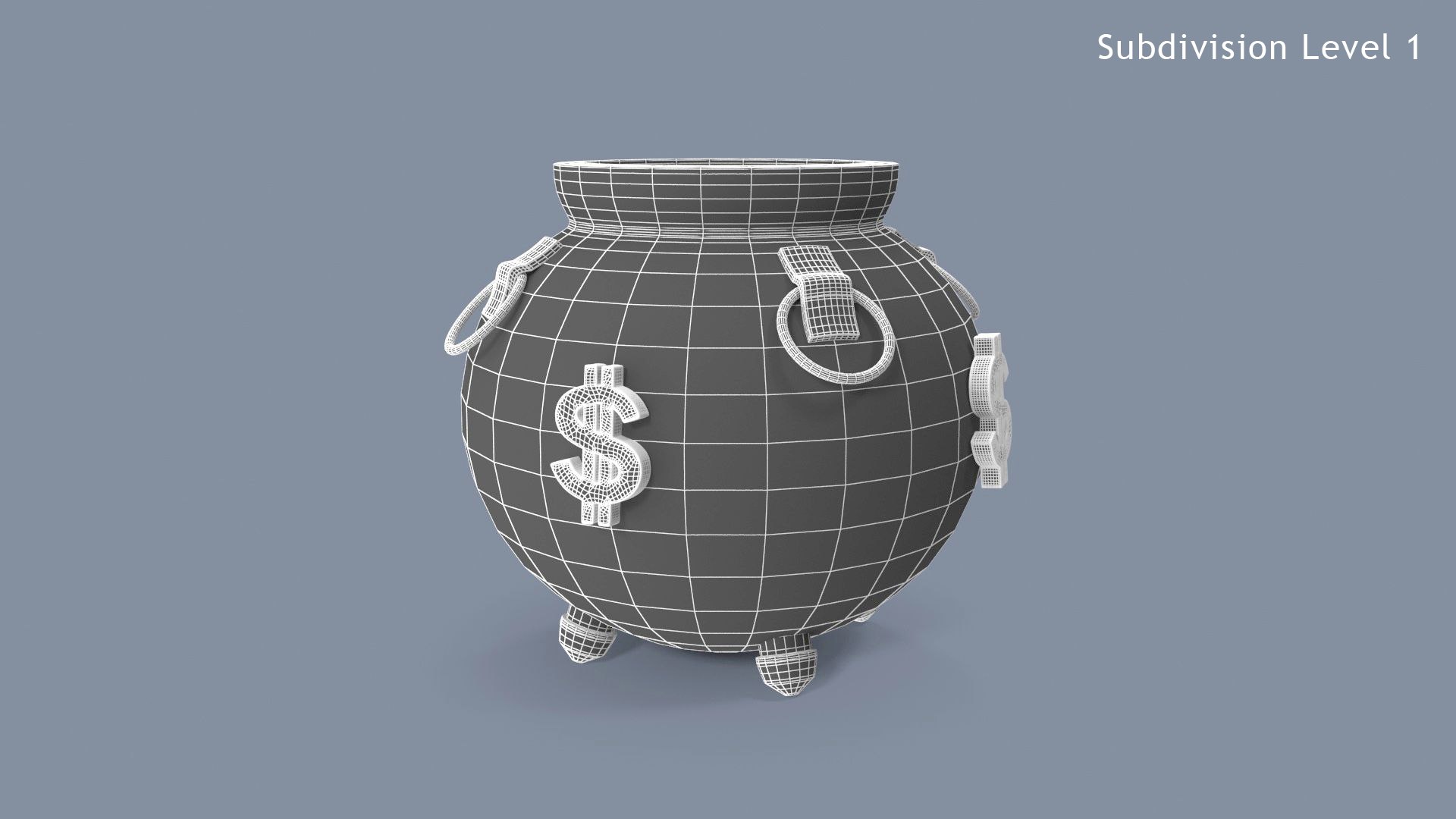 Pot Money Dollar Treasure Pot Empty Gold Model - TurboSquid 1955910