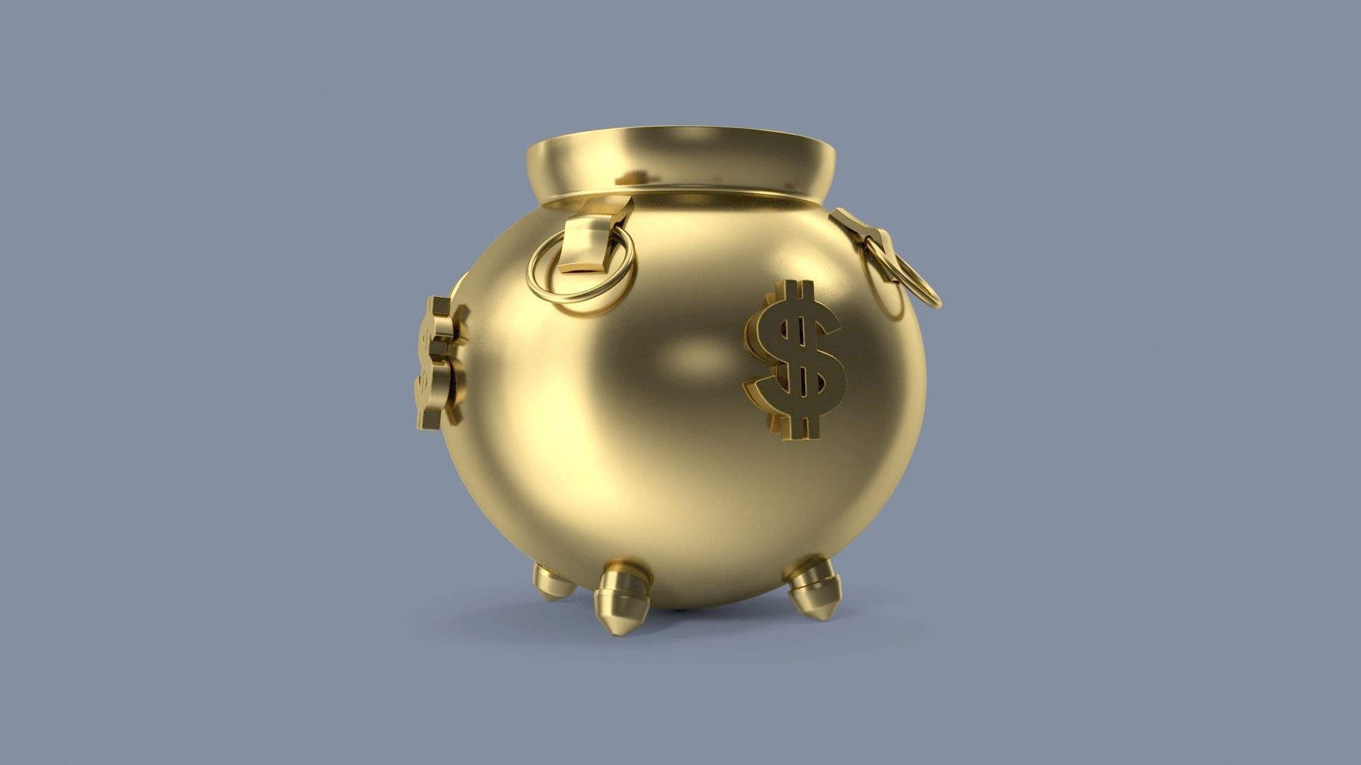 Pot Money Dollar Treasure Pot Empty Gold Model - TurboSquid 1955910