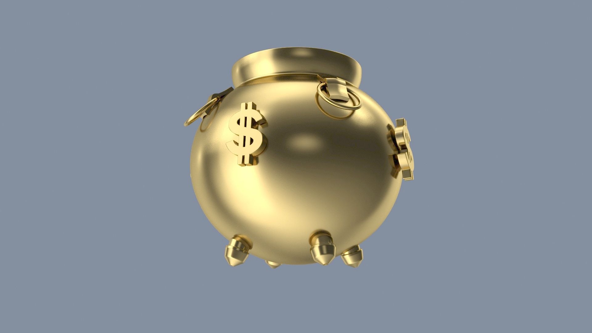 Pot Money Dollar Treasure Pot Empty Gold Model - TurboSquid 1955910