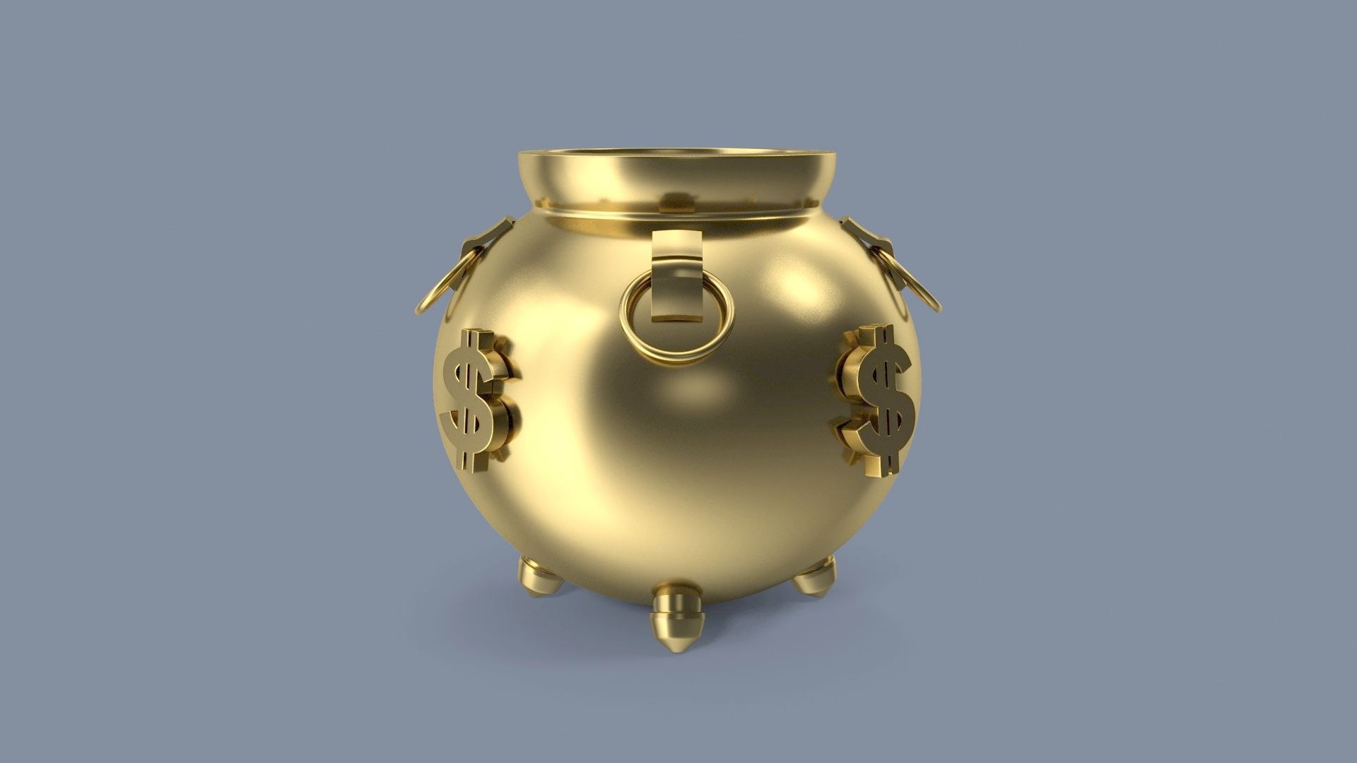 Pot Money Dollar Treasure Pot Empty Gold Model - TurboSquid 1955910