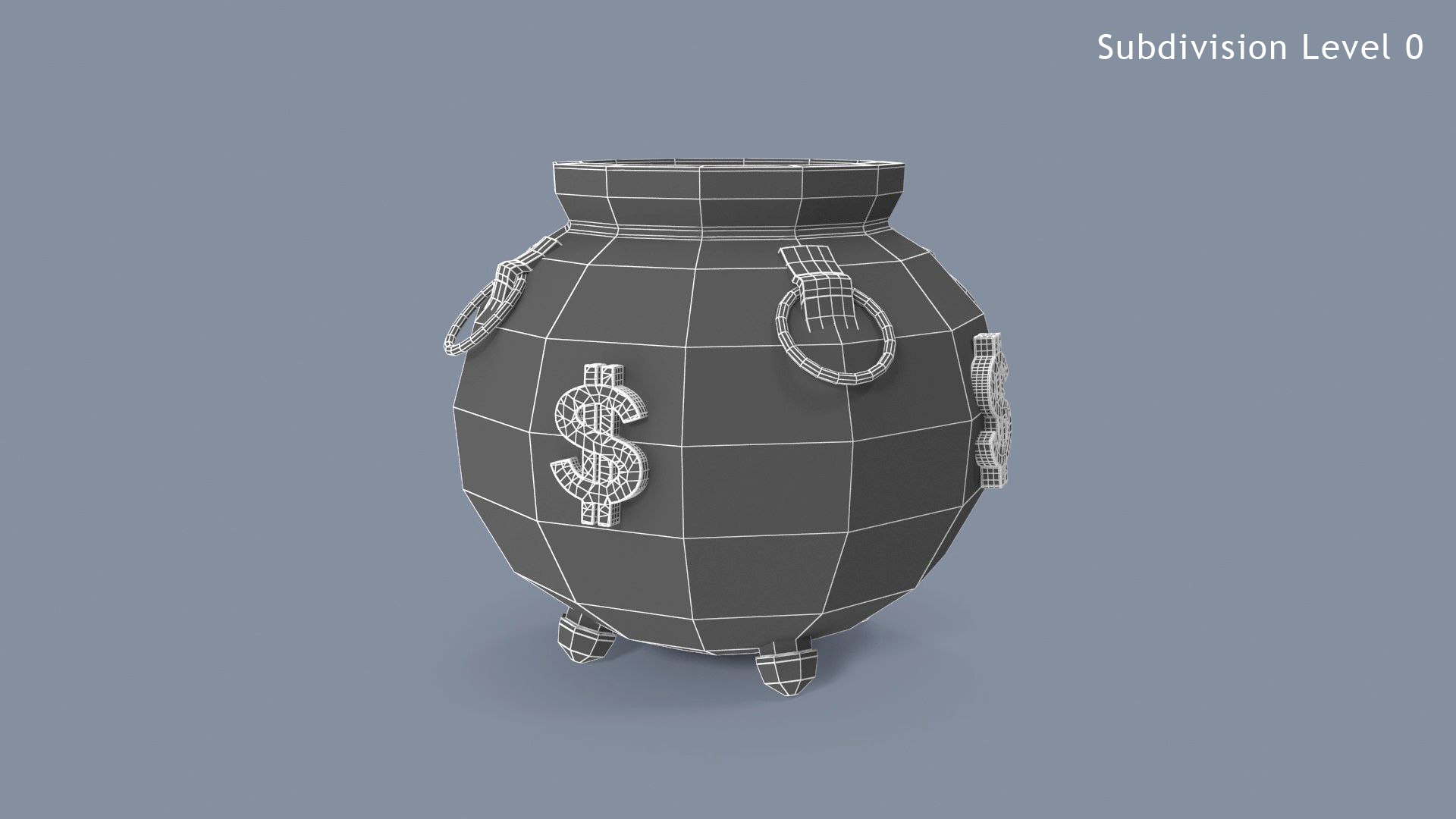 Pot Money Dollar Treasure Pot Empty Gold Model - TurboSquid 1955910