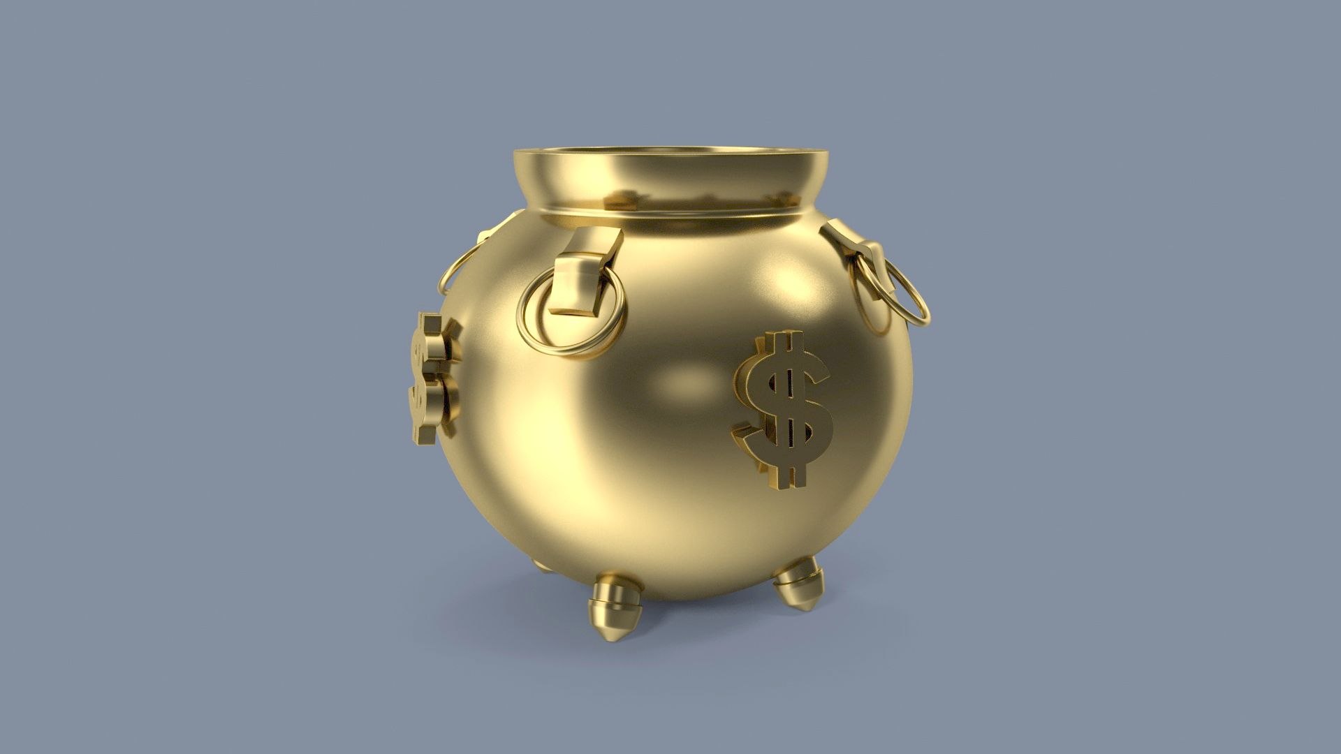 Pot Money Dollar Treasure Pot Empty Gold Model - TurboSquid 1955910