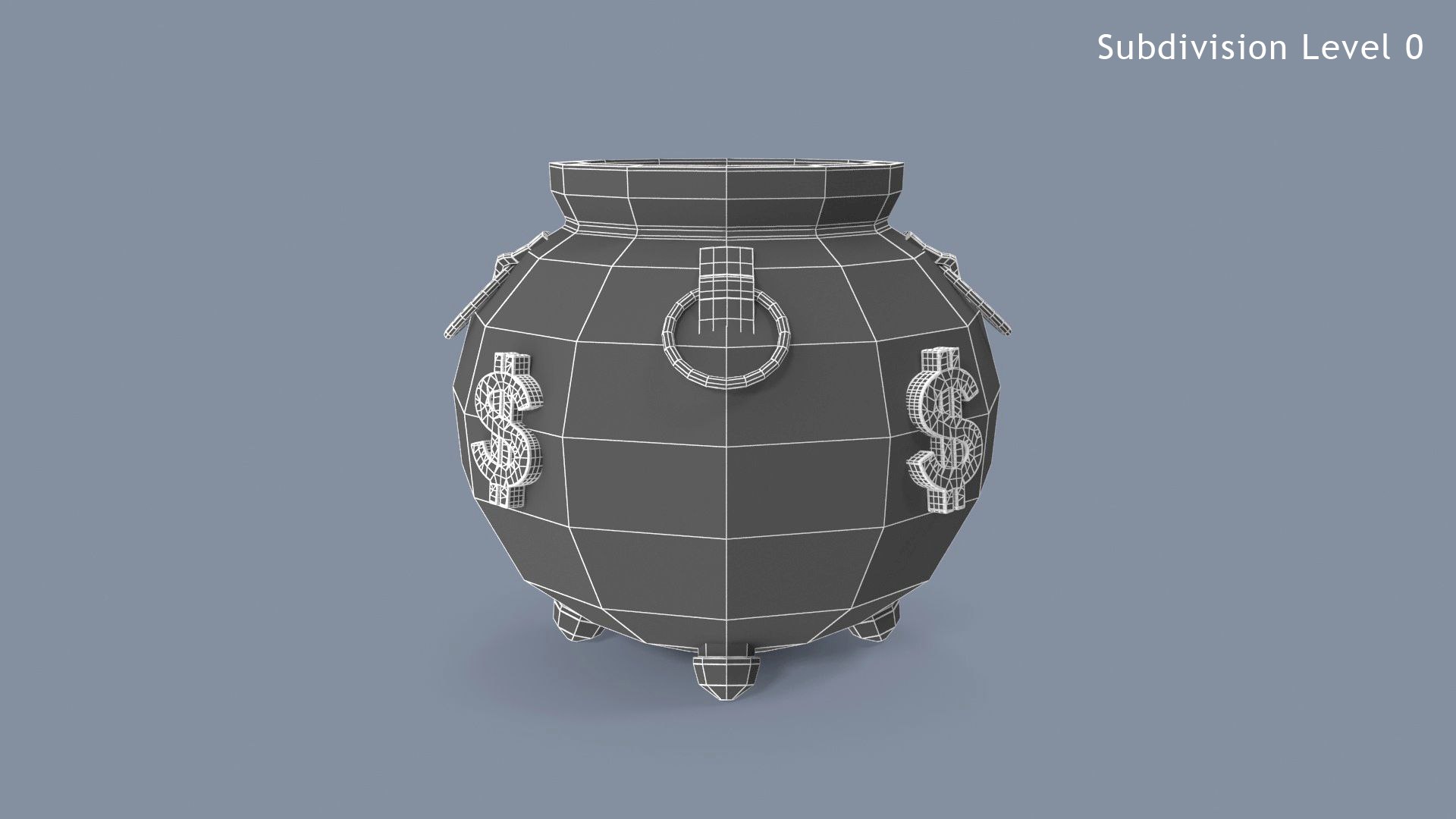 Pot Money Dollar Treasure Pot Empty Gold Model - TurboSquid 1955910