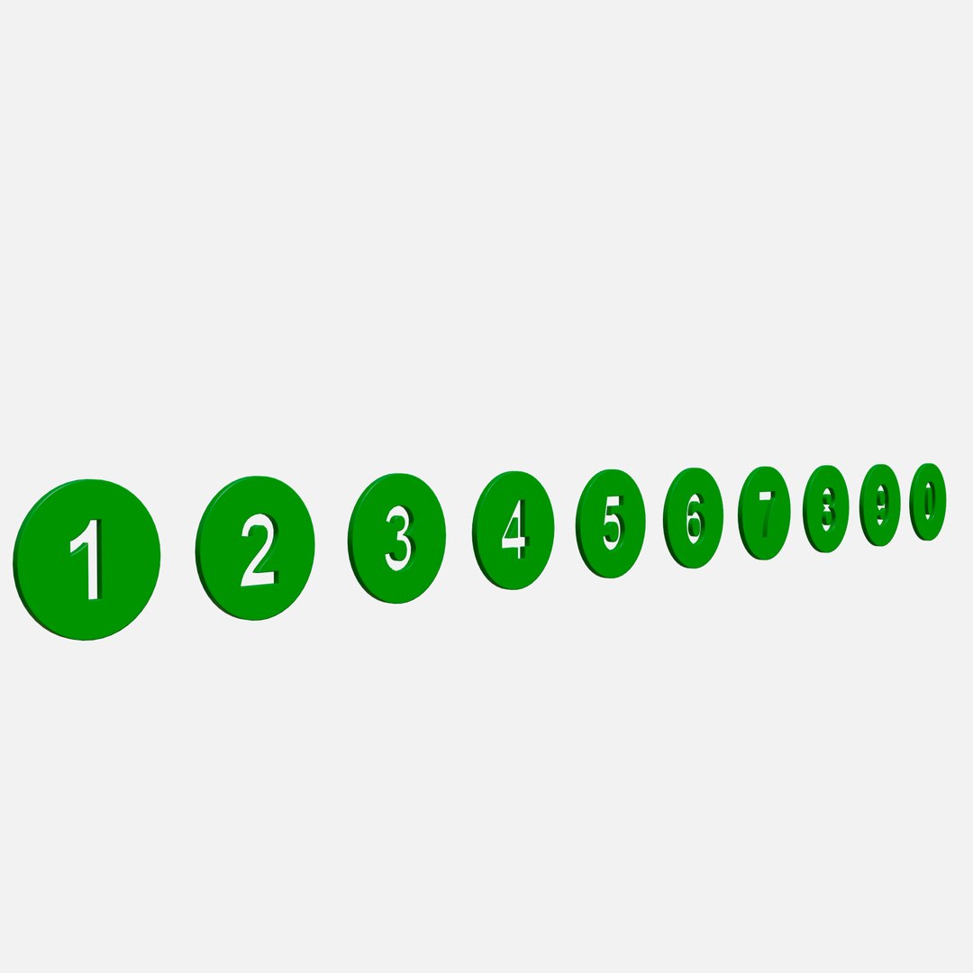 3D Collection Of Round Numbers Green - TurboSquid 2339059