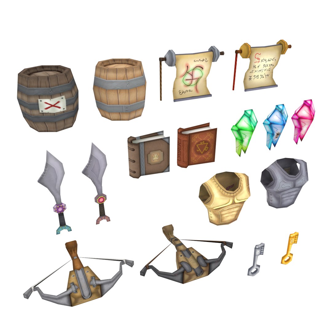 3d Low-poly Rpg Items Barrel Model