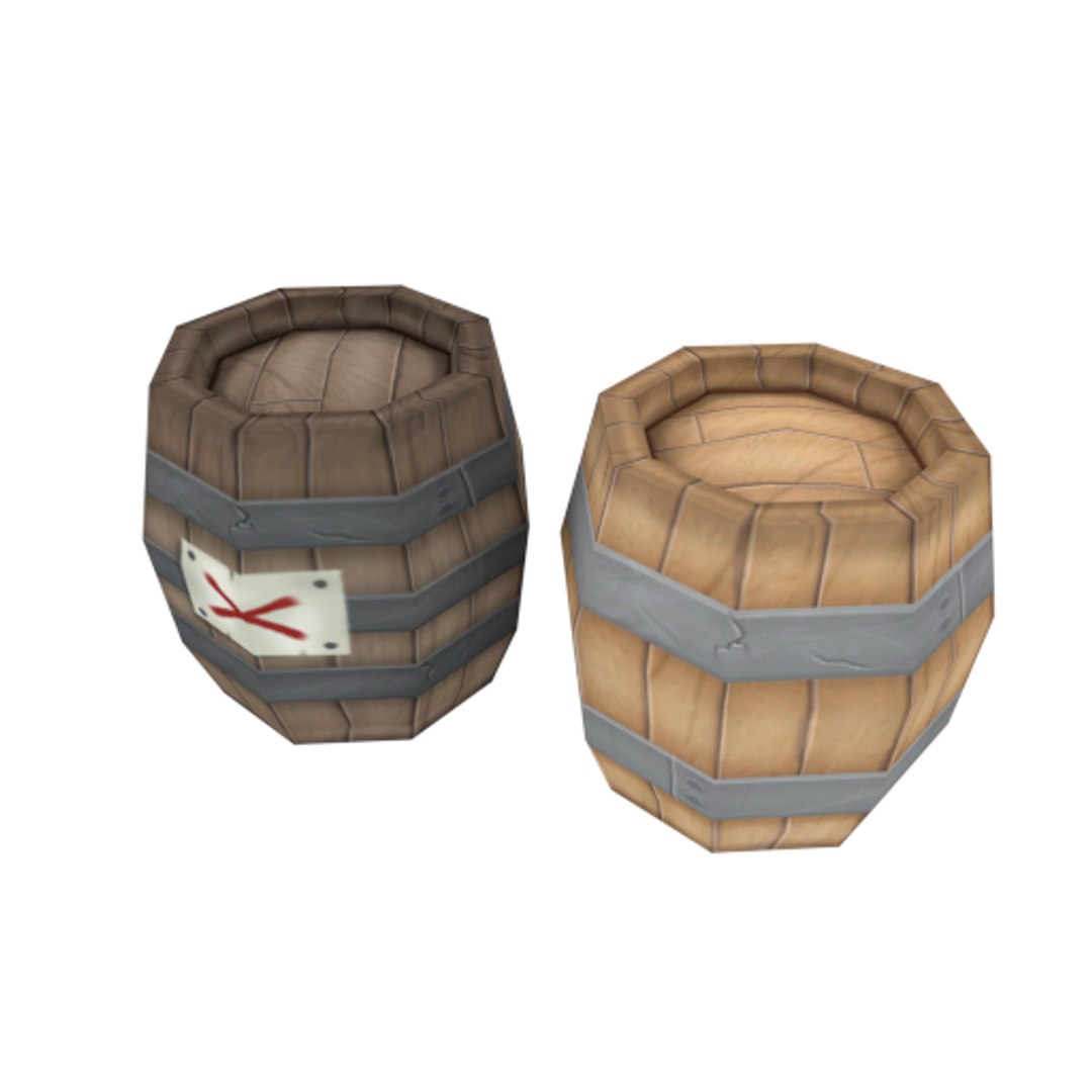 3d Low-poly Rpg Items Barrel Model