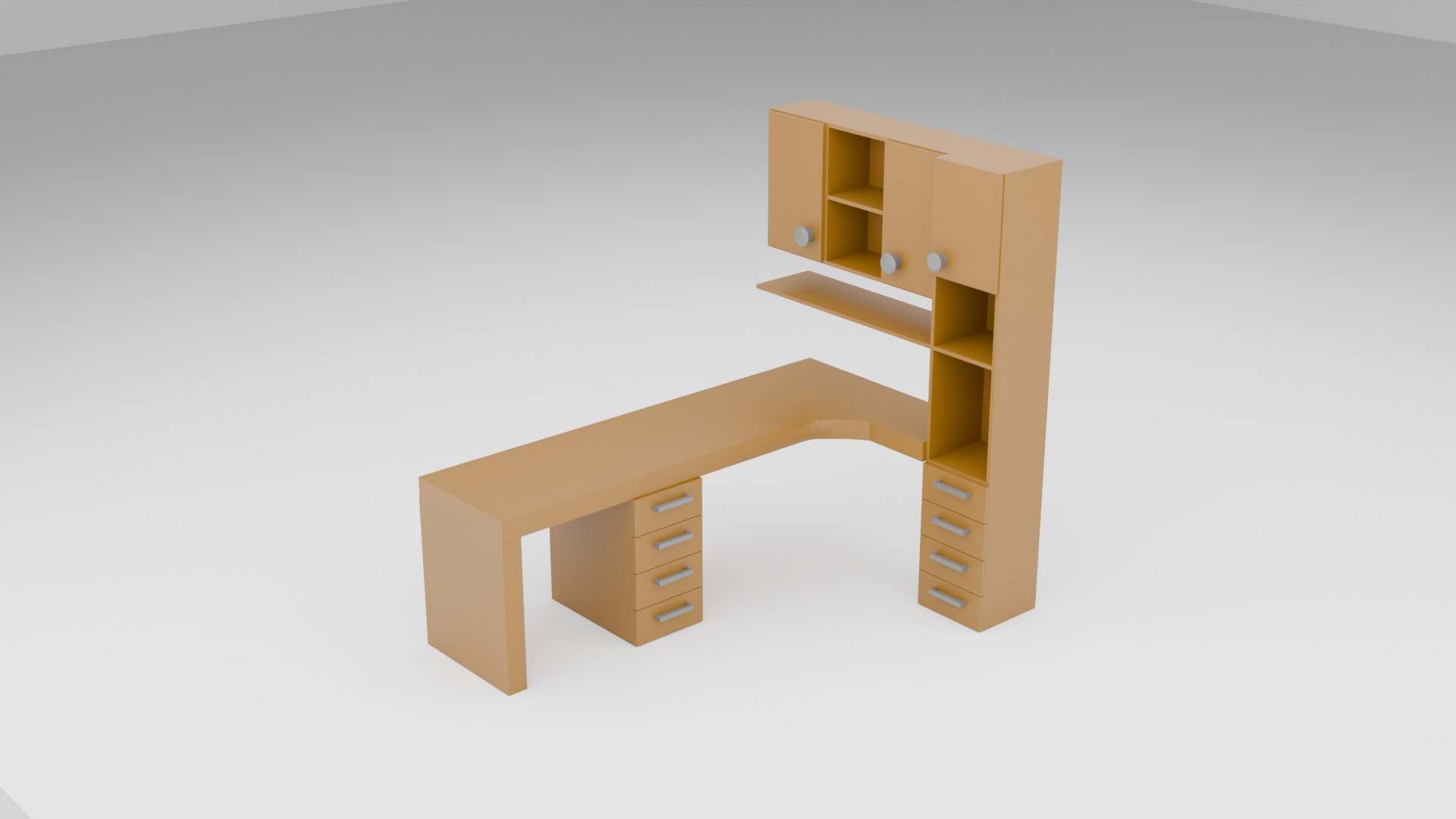 Free Modern L-Shaped Desk With Shelves And Storage - 3D Model 3D Model ...