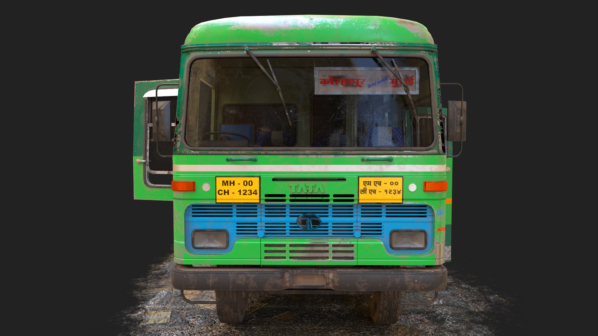 Indian ST Bus V1 Dark Green Light Green Used 3D - TurboSquid 2286404