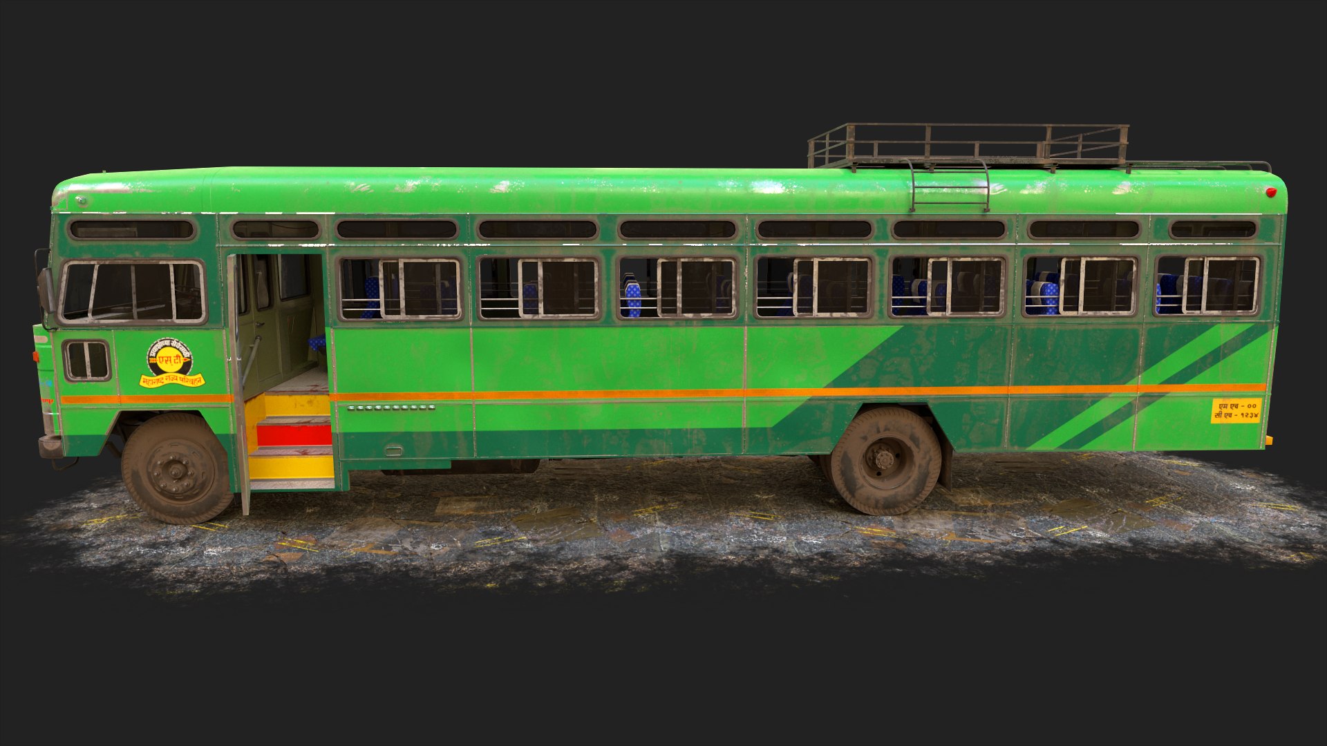 Indian ST Bus V1 Dark Green Light Green Used 3D - TurboSquid 2286404