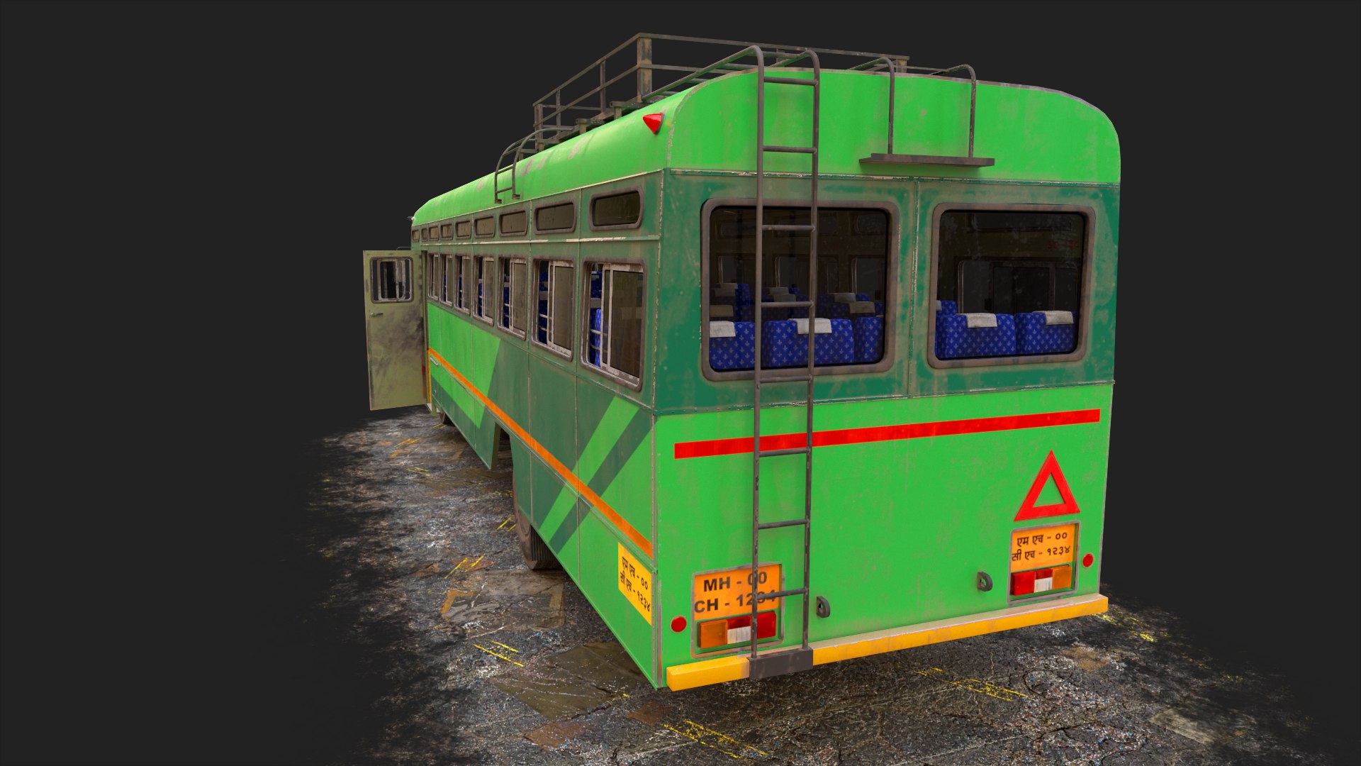 Indian ST Bus V1 Dark Green Light Green Used 3D - TurboSquid 2286404