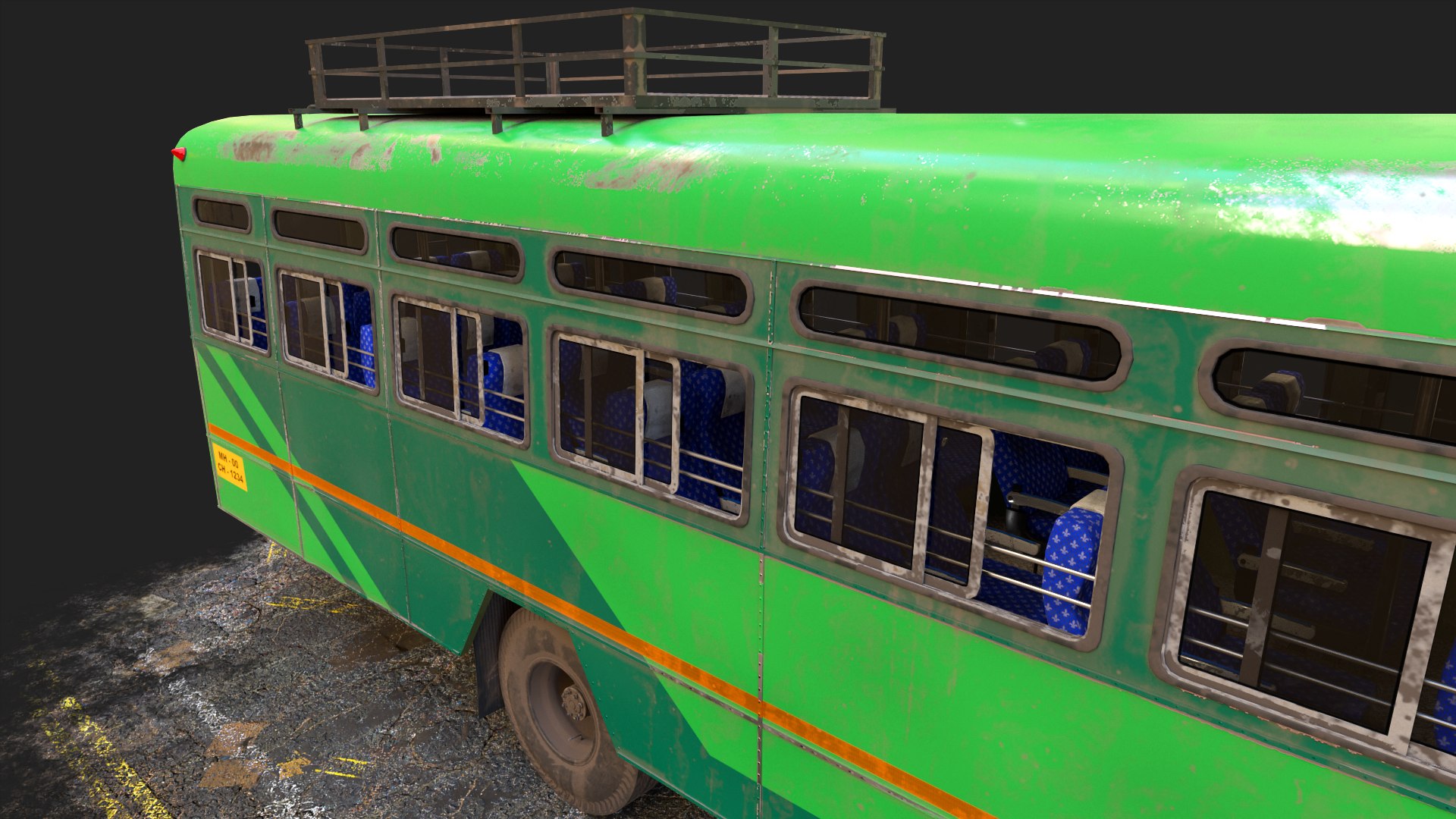 Indian ST Bus V1 Dark Green Light Green Used 3D - TurboSquid 2286404