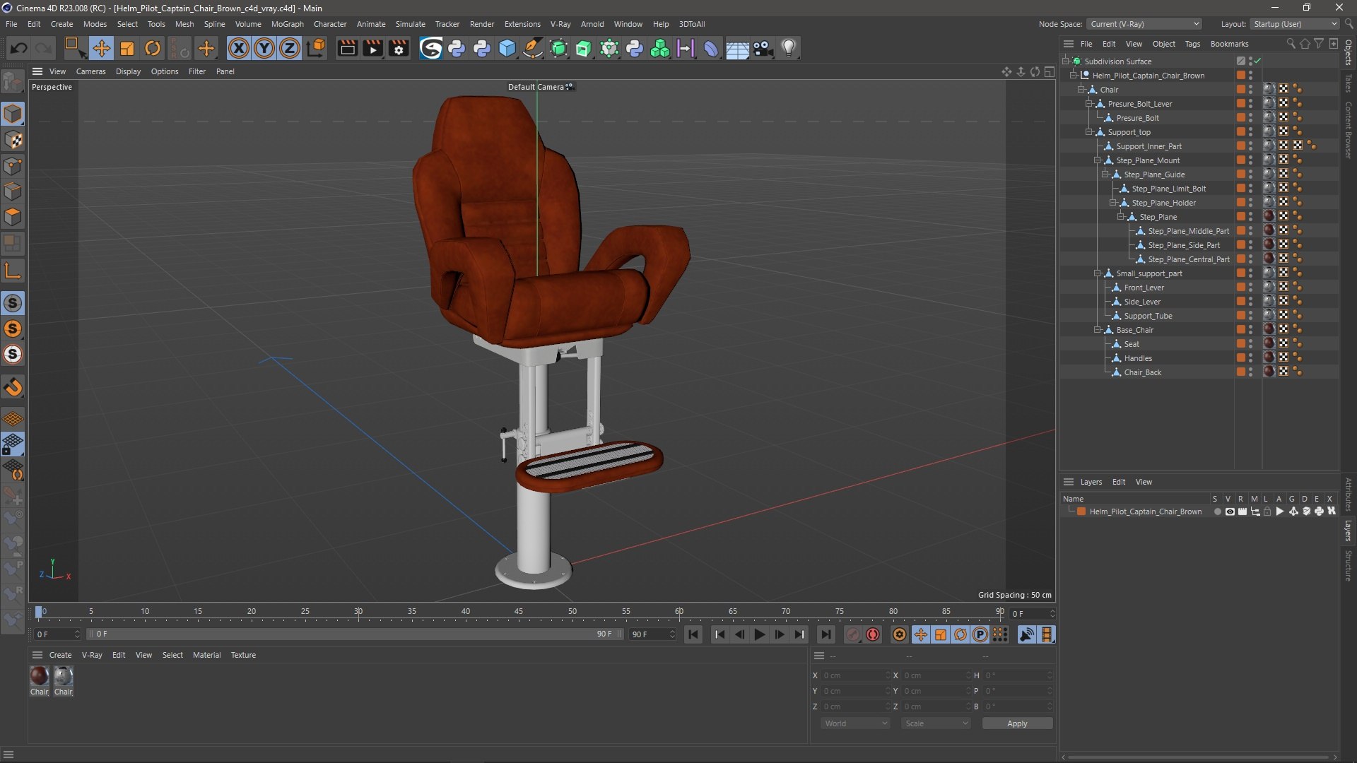 Helm Pilot Captain Chair Brown 3D - TurboSquid 2337716