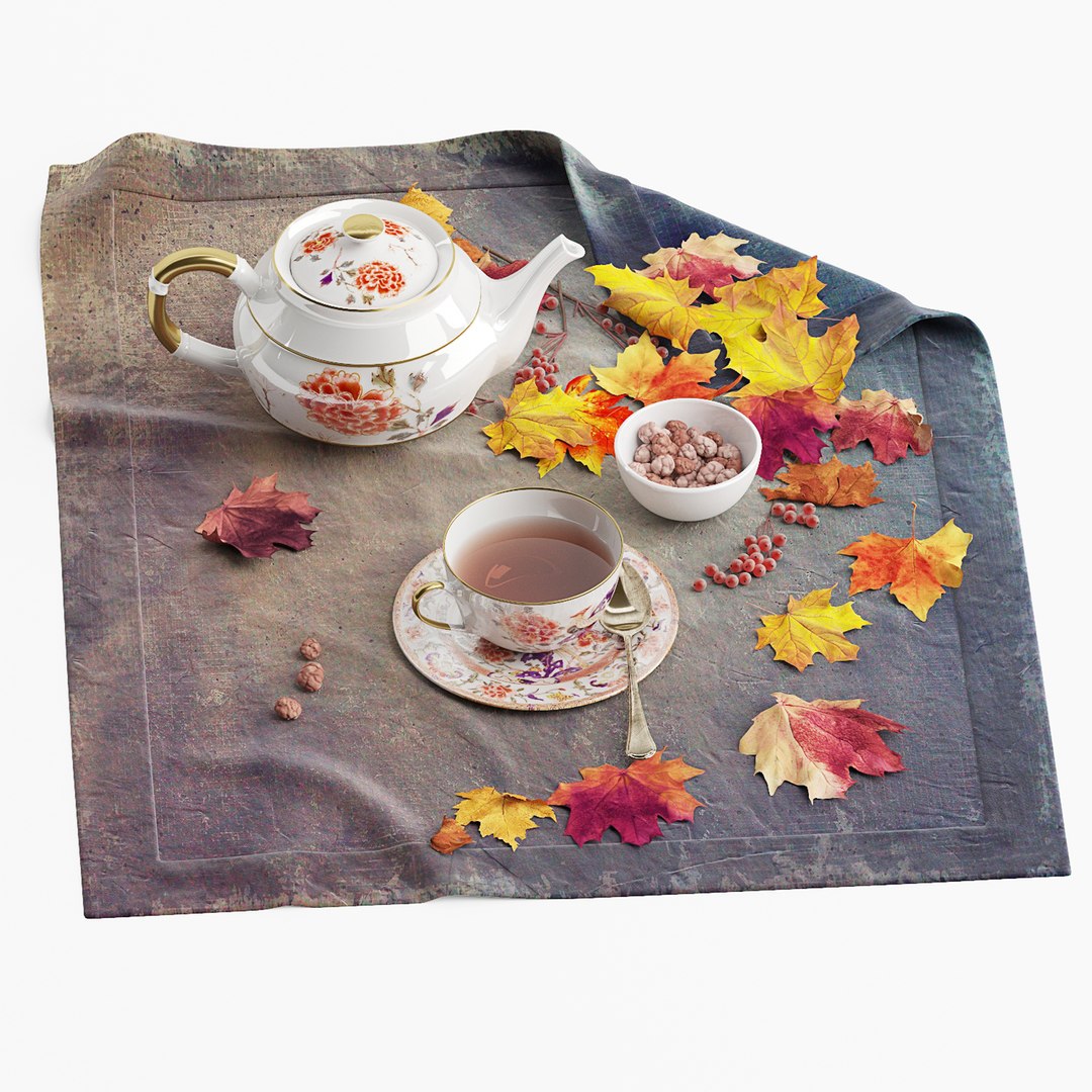 3D Decorative set of Autumn Tea - TurboSquid 1974672