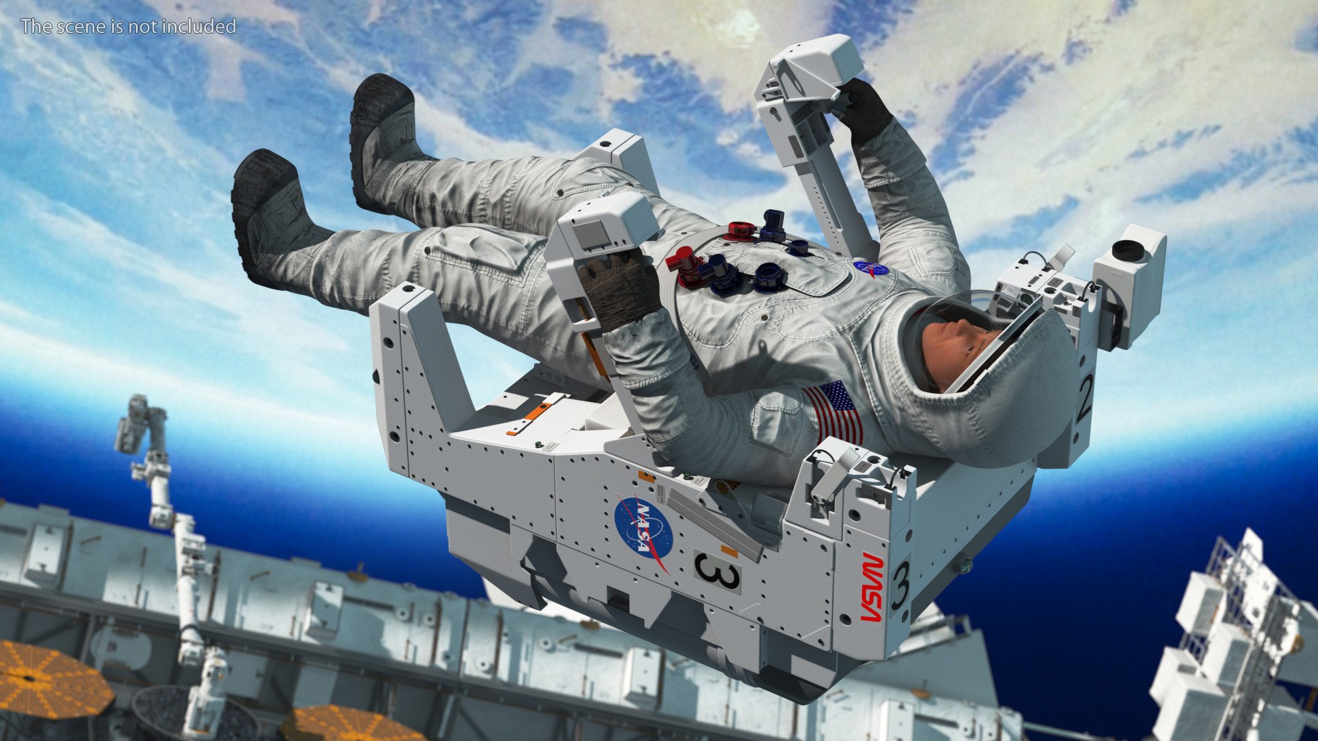 3D NASA Astronaut In Spacesuit A7L With Jetpack Rigged Model ...