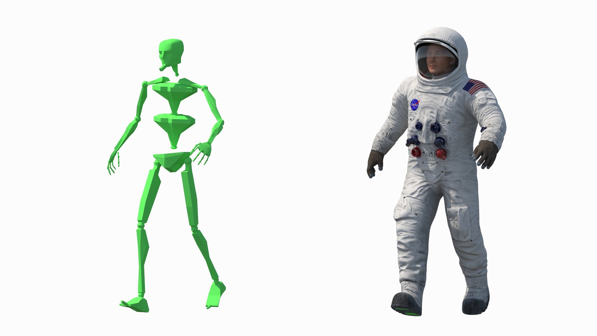 3D NASA Astronaut In Spacesuit A7L With Jetpack Rigged Model ...