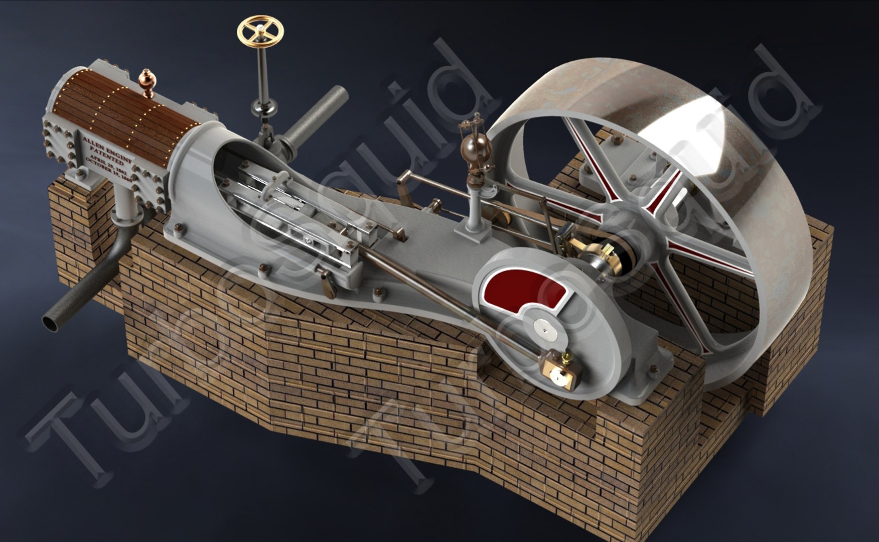 3d Porter-allen Steam Engine 1890