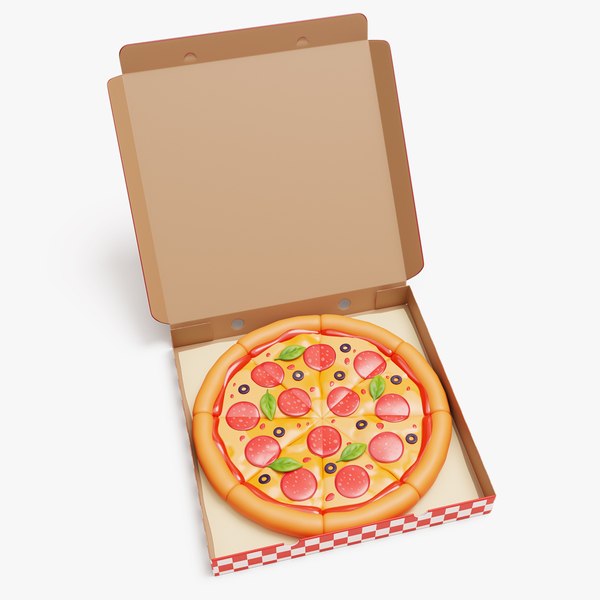 modelo 3d Pizza de pepperoni en caja estilizada - TurboSquid 2368606