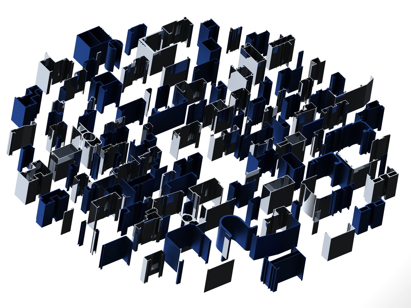 Extruded Aluminium Profile Enclosures Set for Shopfront 3D model ...