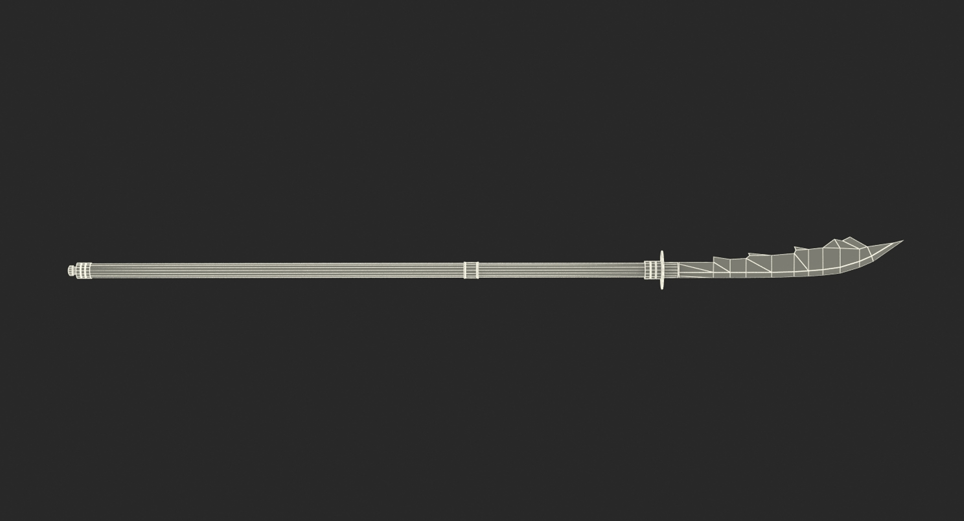 D Japanese Samurai Naginata Yari Model