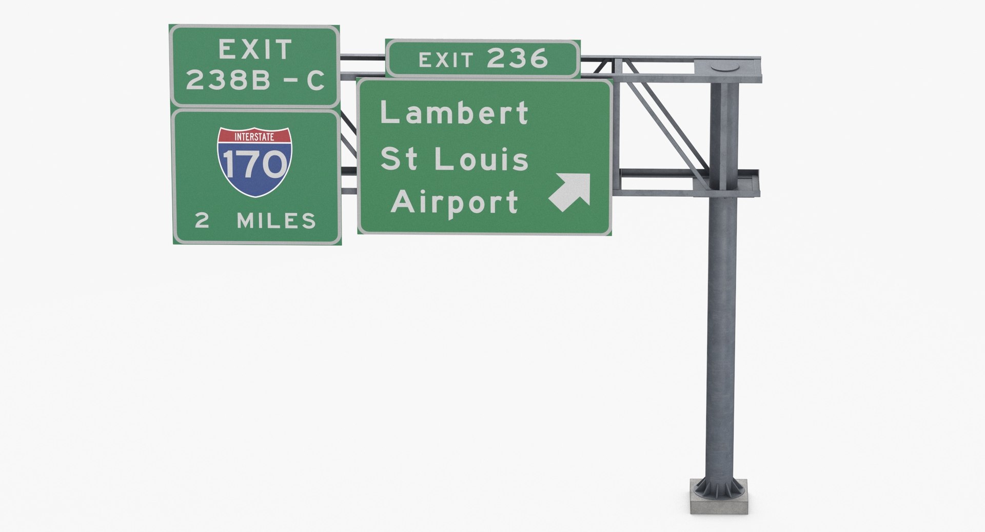 Green Direction Highway Signs 05 Blank And Labeled Model - TurboSquid ...