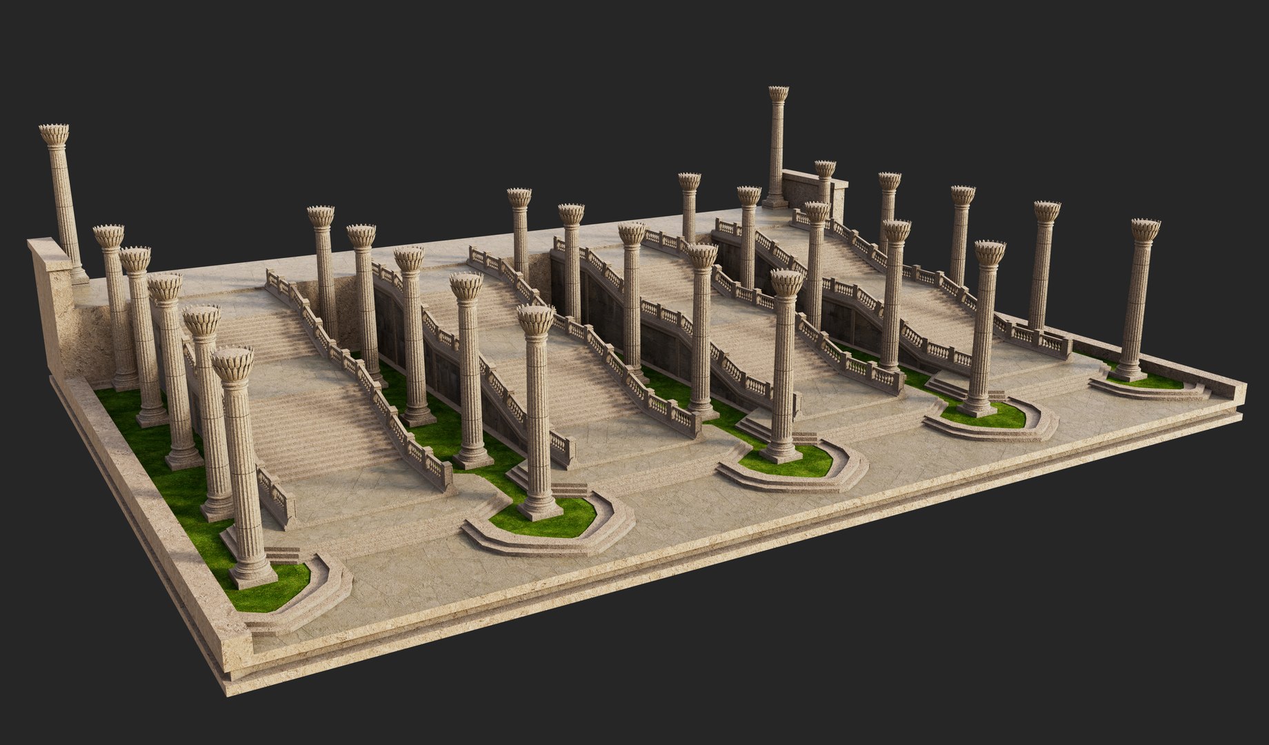 3D Classic Four Stairs - TurboSquid 2250365