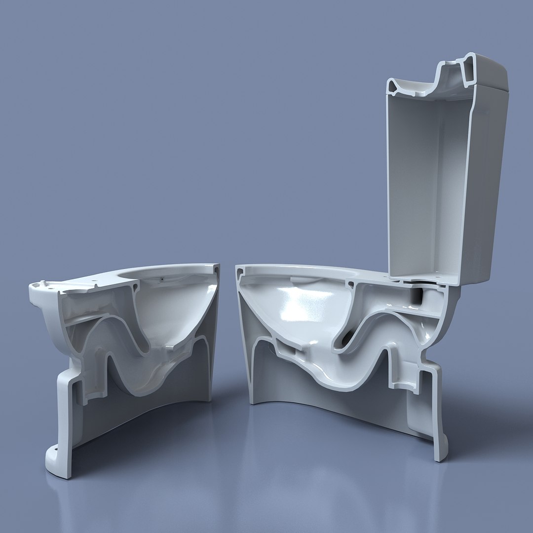 3d Model Toilet Cut Half