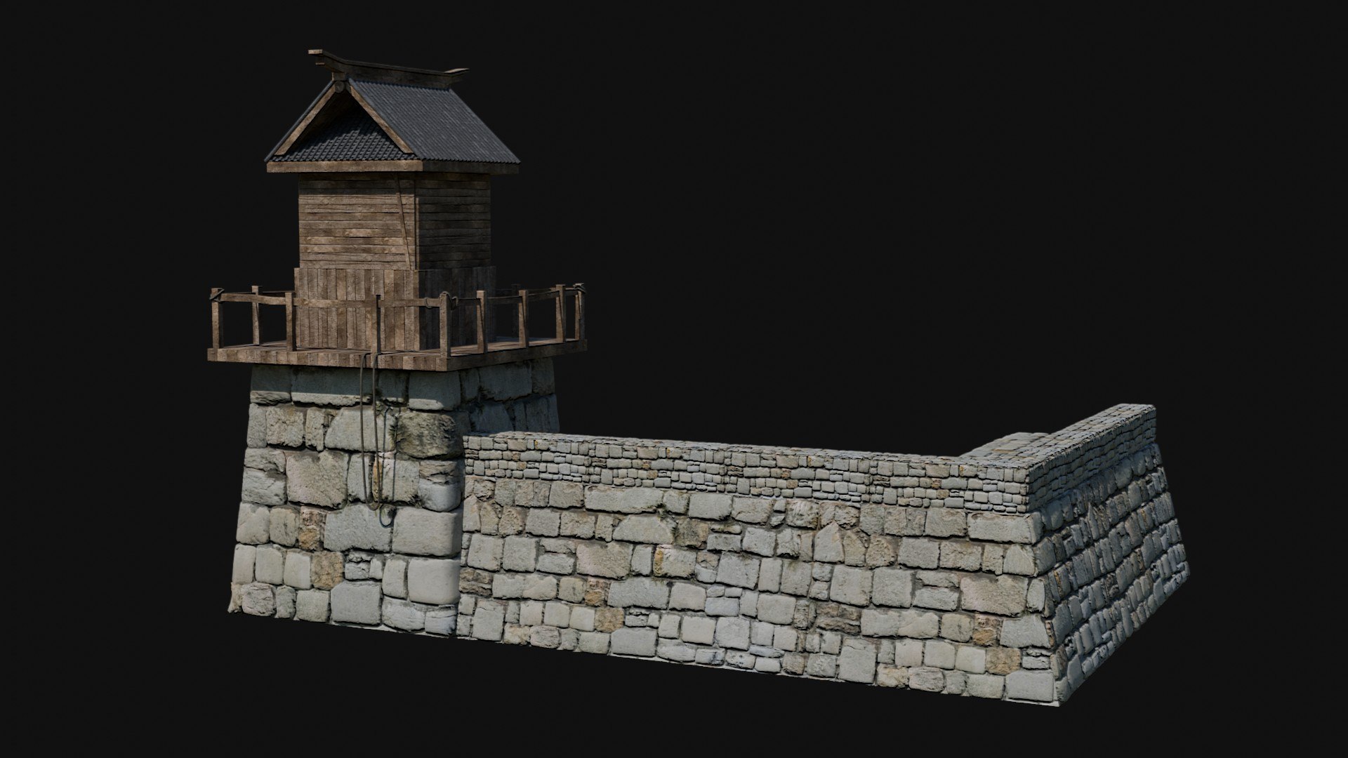 3D MODULAR JAPANESE WALLS PALISADE FEUDAL FENCE BARRIER COLLECTION ...