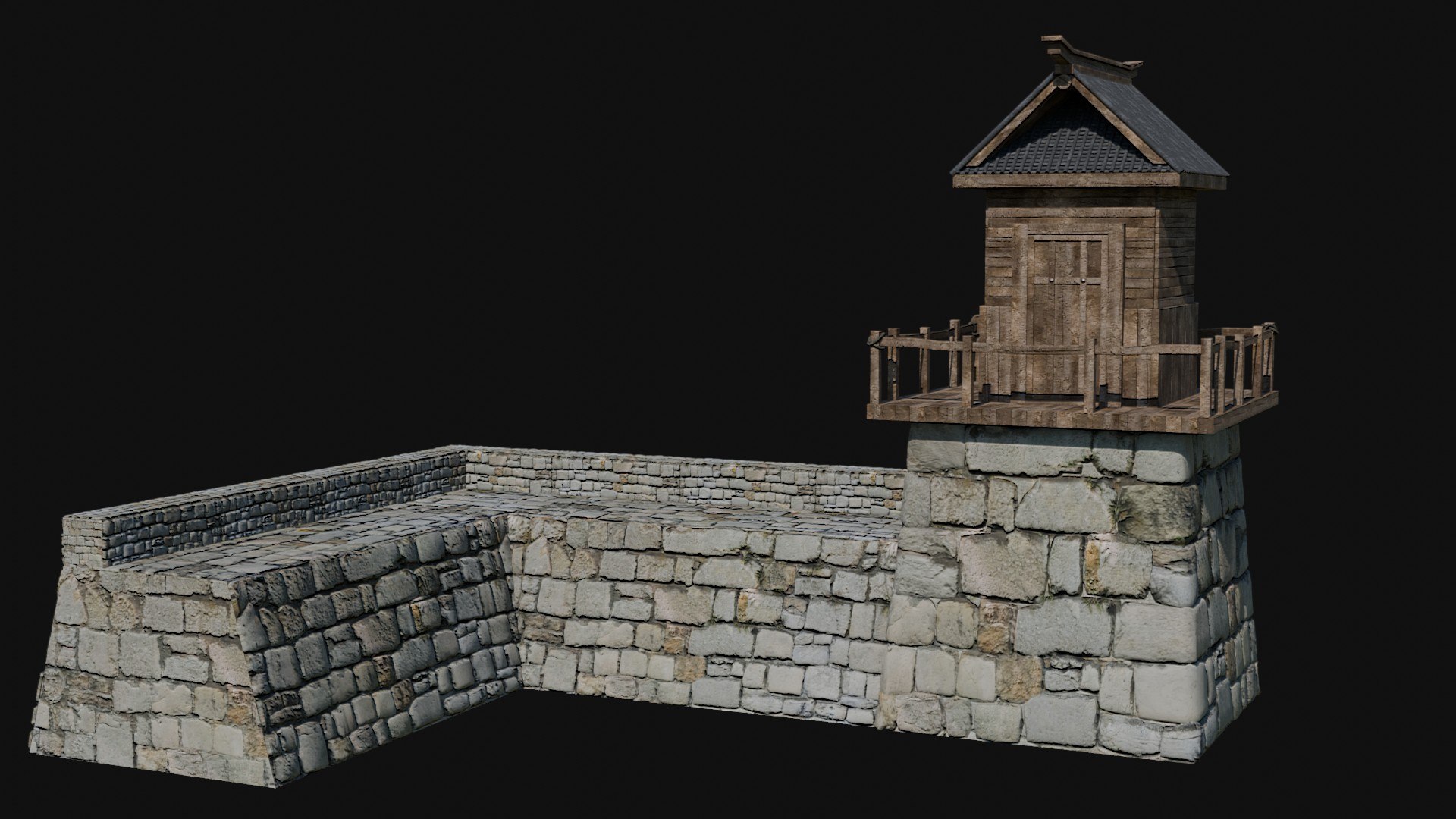 3D MODULAR JAPANESE WALLS PALISADE FEUDAL FENCE BARRIER COLLECTION ...