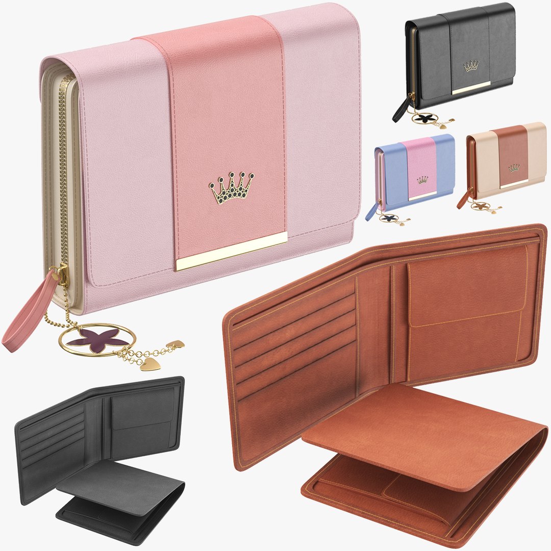 Male And Female Wallets Collection 3D - TurboSquid 2351597