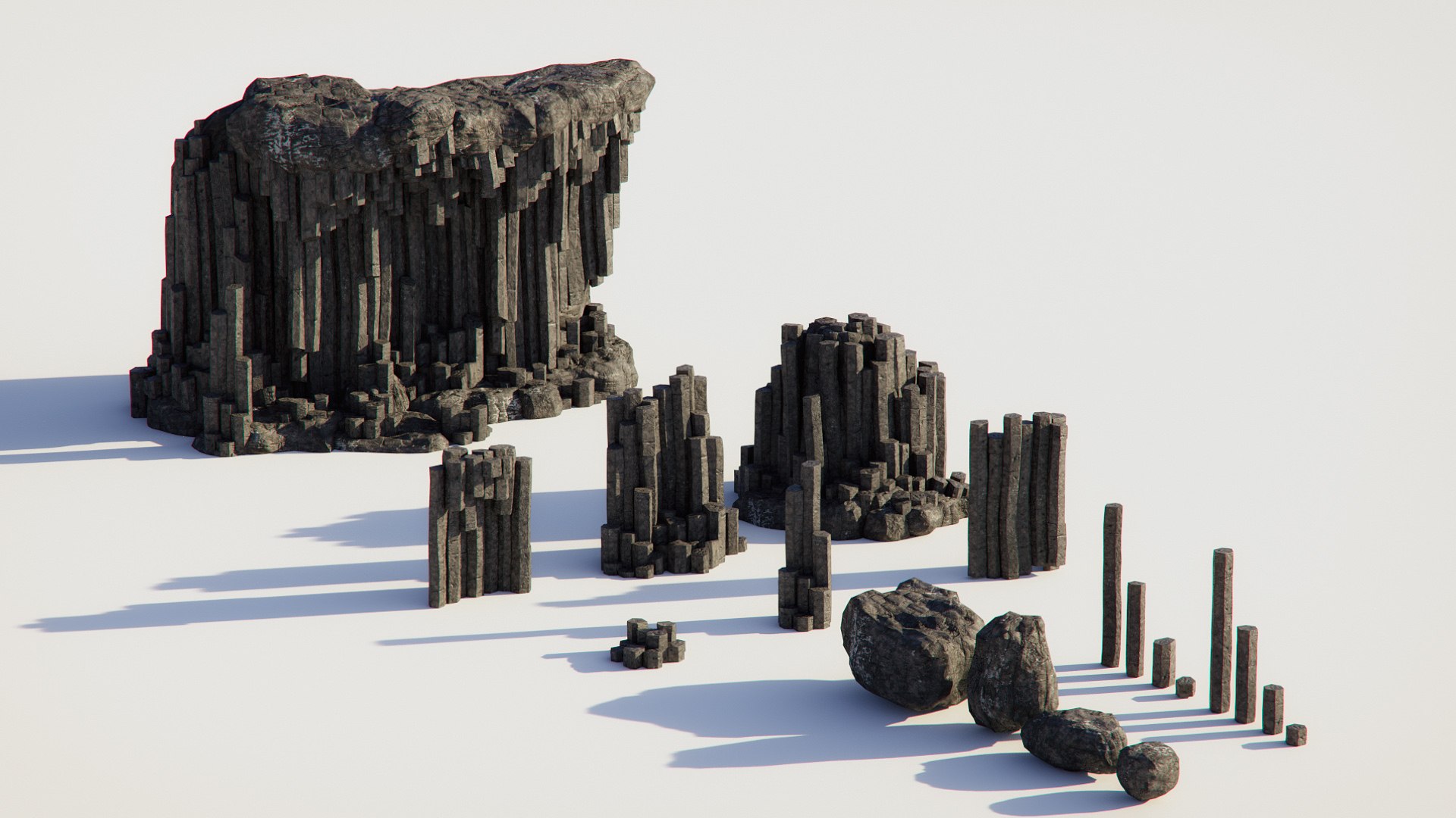 3D Basalt Columns Rocks Kit Model - TurboSquid 1233484