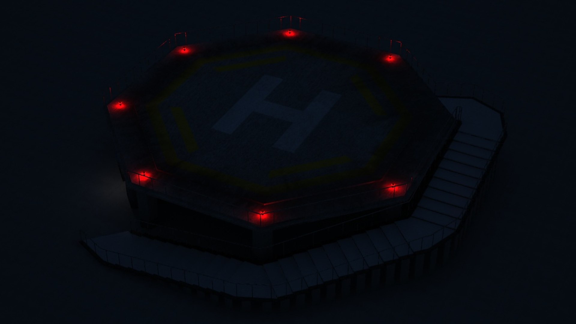 3d Model Of Helipad Roof