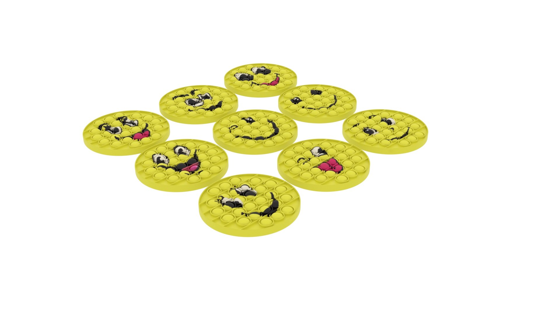 3D Smile Pop It Fidget Toys Set model - TurboSquid 1806912