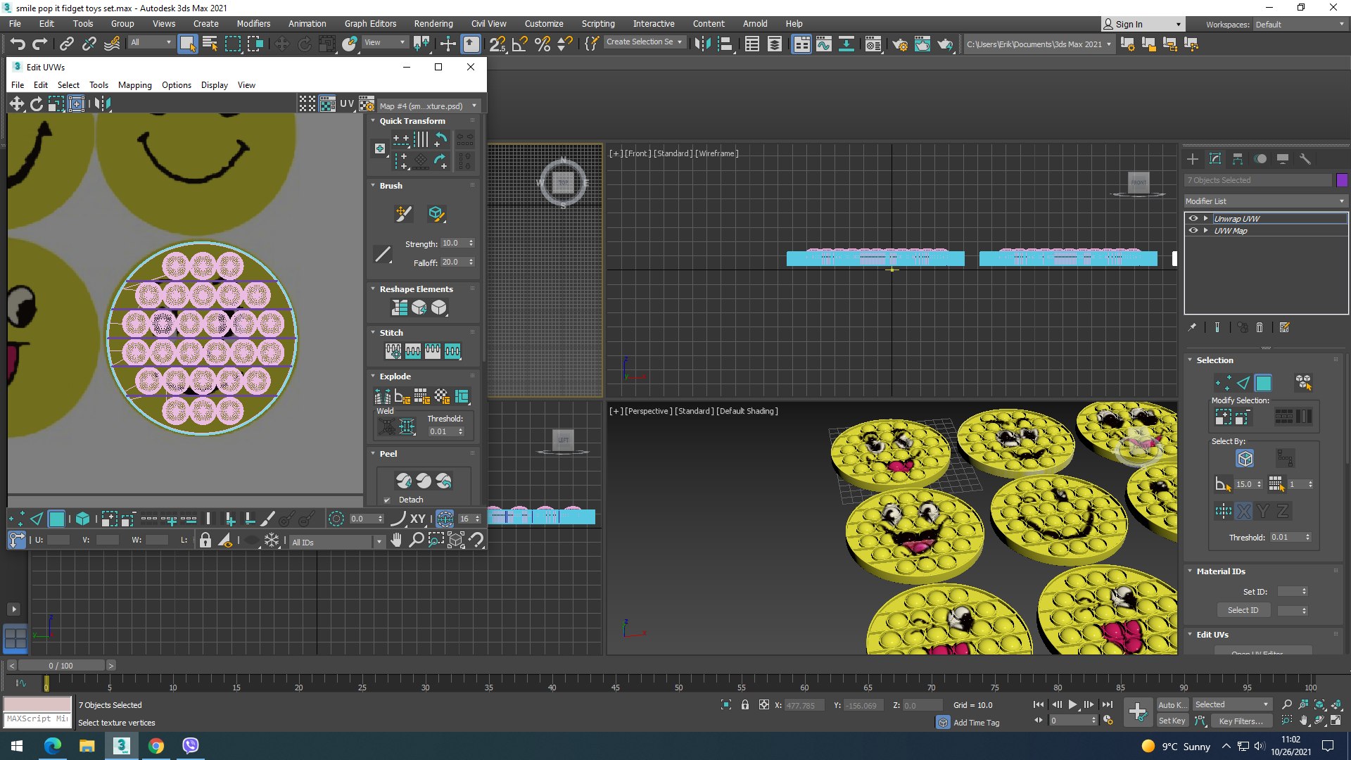 3D Smile Pop It Fidget Toys Set model - TurboSquid 1806912