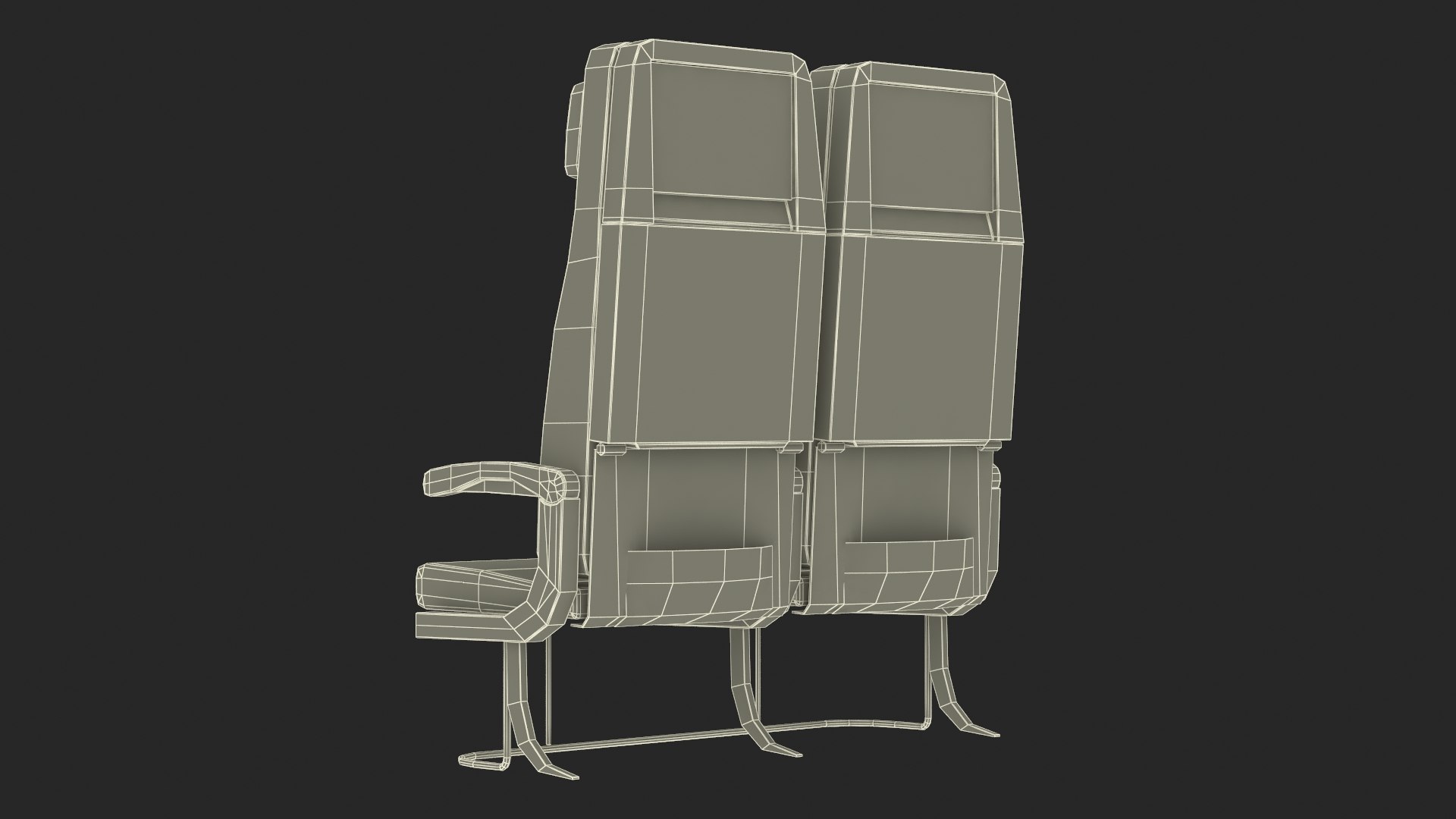 Double Passenger Airplane Seats 3D Model - TurboSquid 2340165