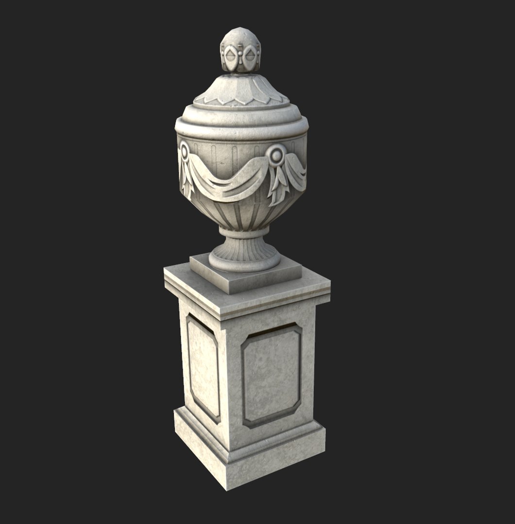 3D Model Ornate Classical Urn With Pedestal - TurboSquid 2399844