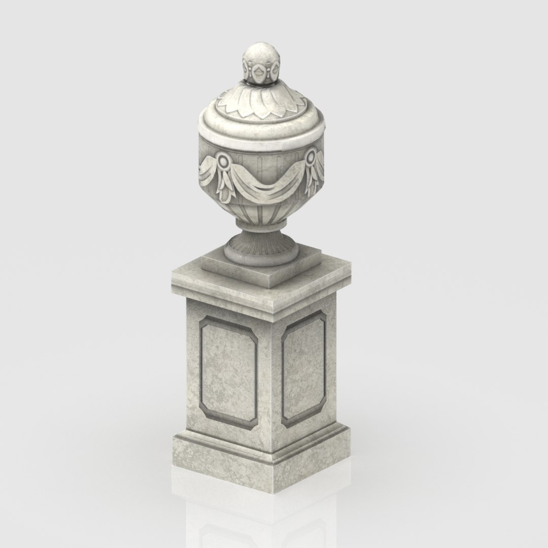 3D Model Ornate Classical Urn With Pedestal - TurboSquid 2399844