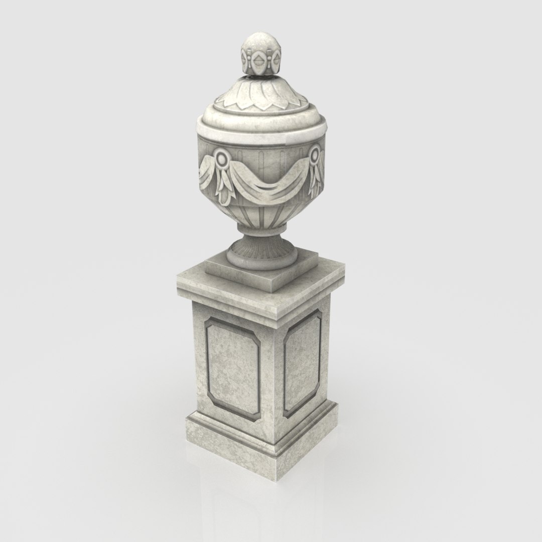 3D Model Ornate Classical Urn With Pedestal - TurboSquid 2399844