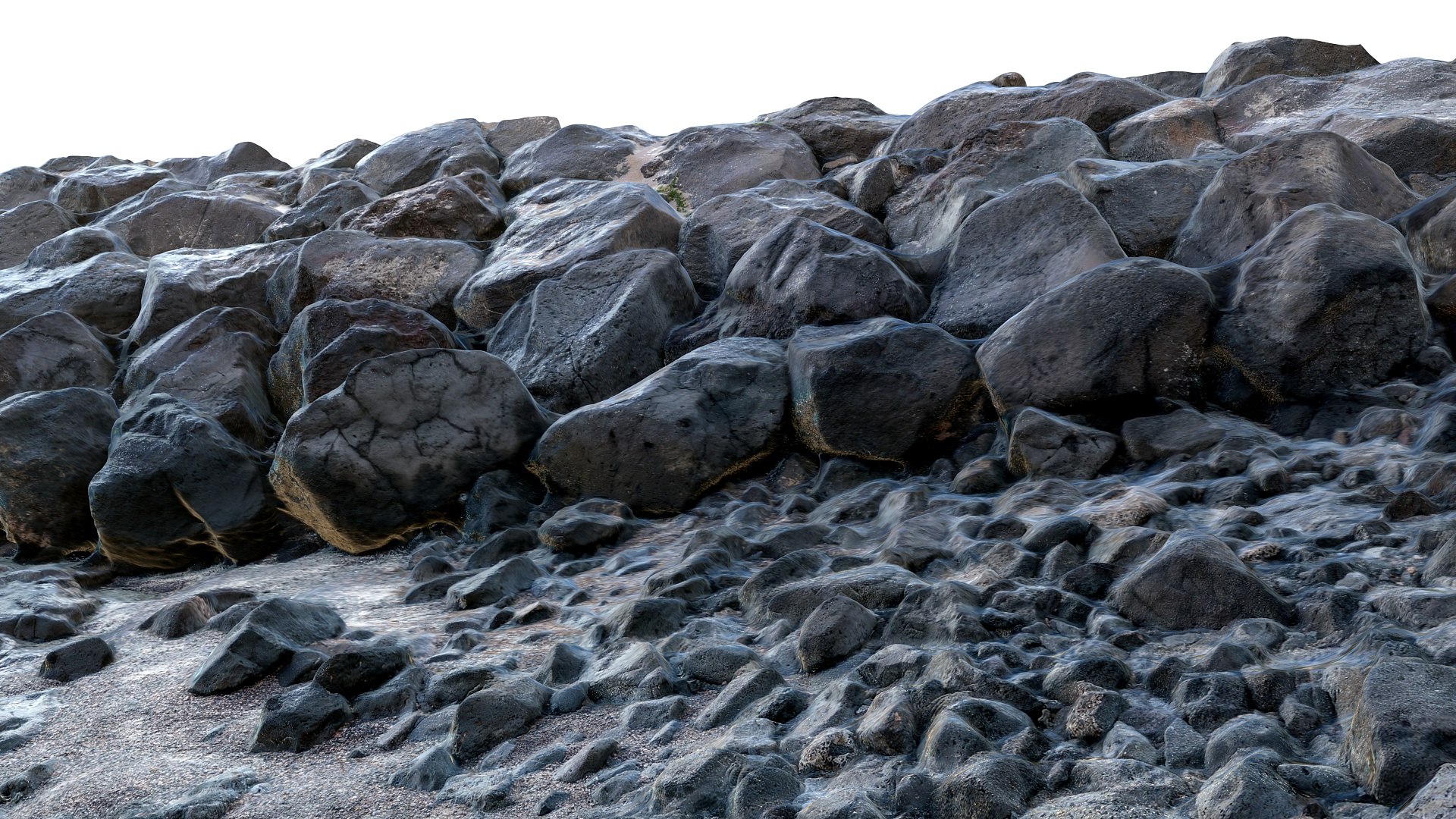 Stone Breakwater Hd 8k 3d Obj