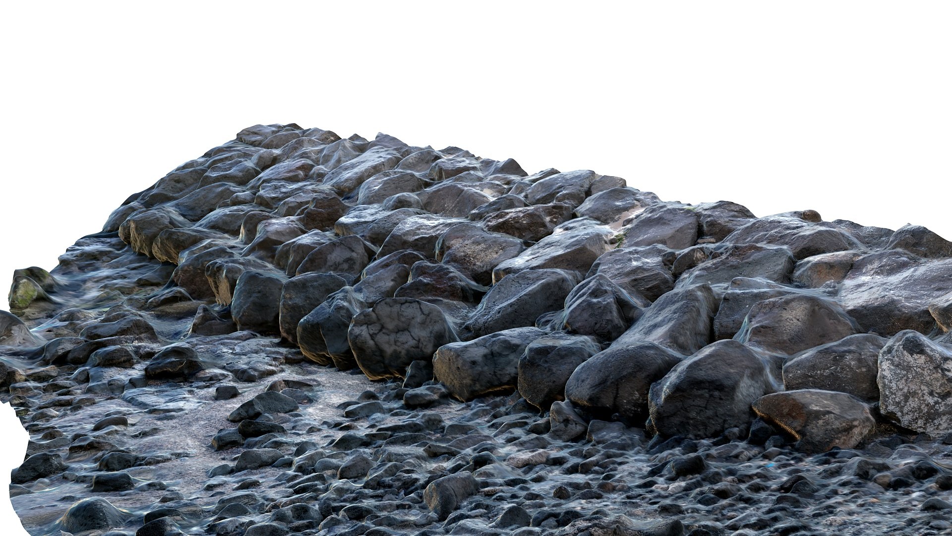Stone Breakwater Hd 8k 3d Obj