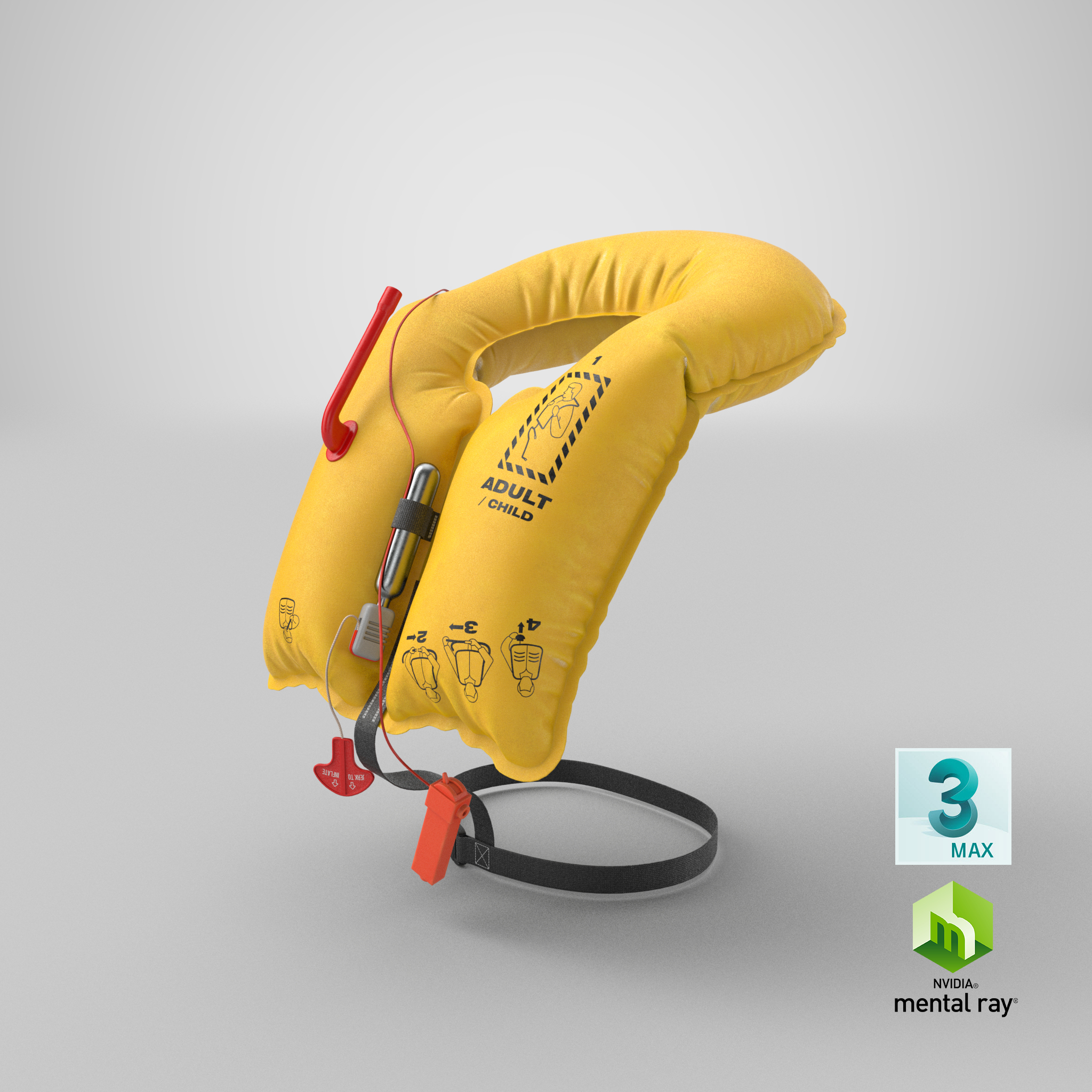 Aircraft life jacket clear 3D model - TurboSquid 1374302