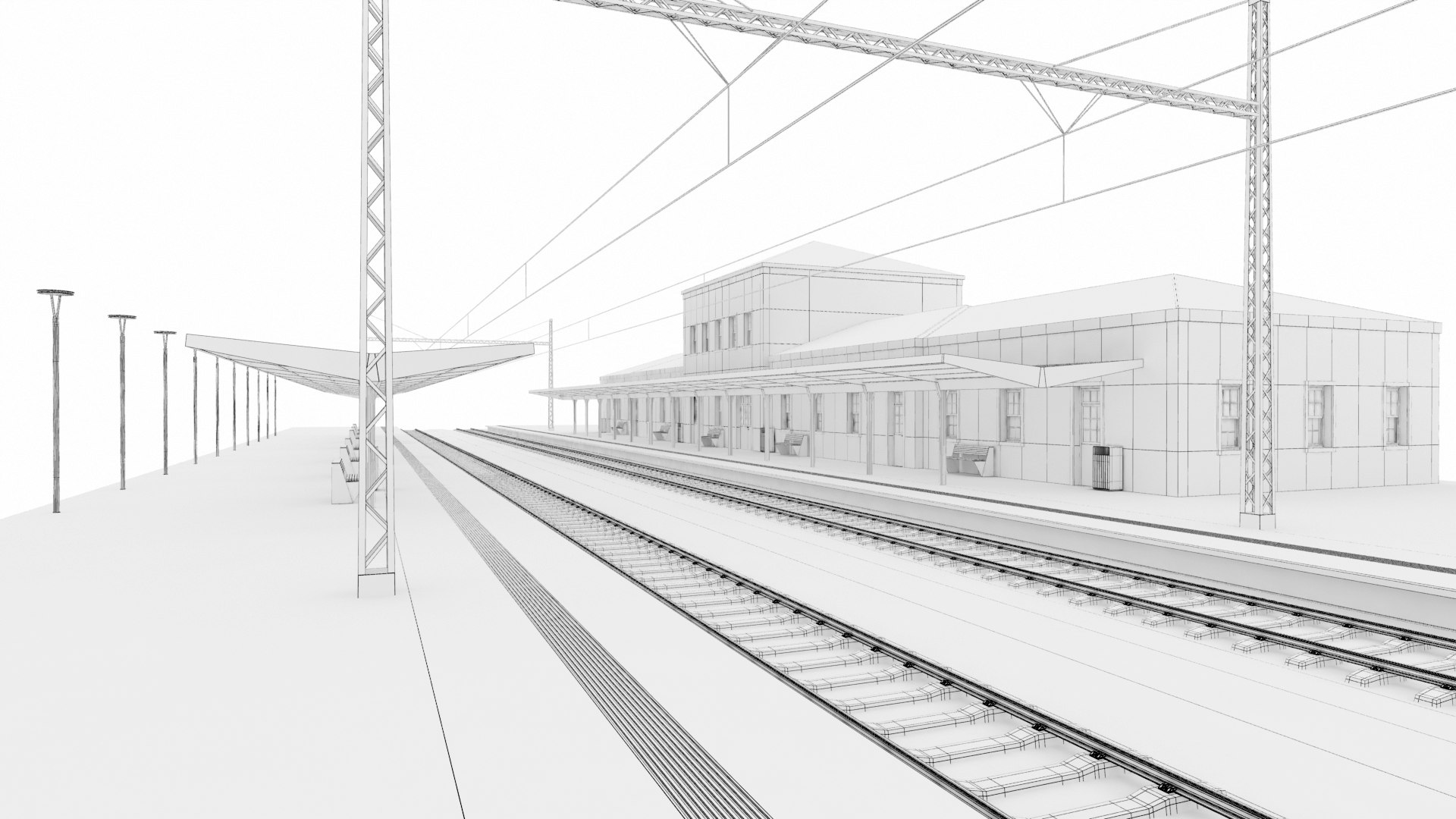 3D Railway station - TurboSquid 1954082