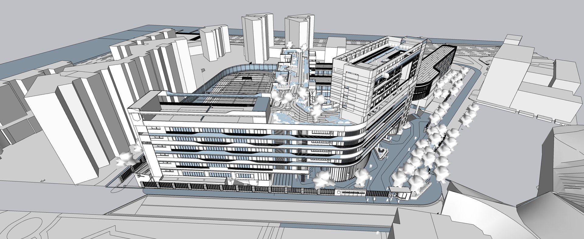 Modern Minimalist Technology School Hospital Building Model 3D Model ...
